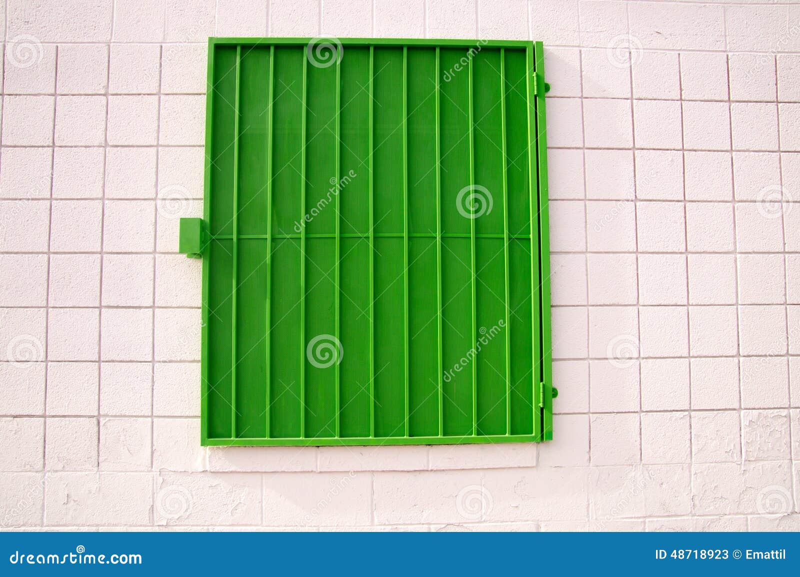 Green Mesh Shutter on White Wall Stock Image - Image of color, iron ...