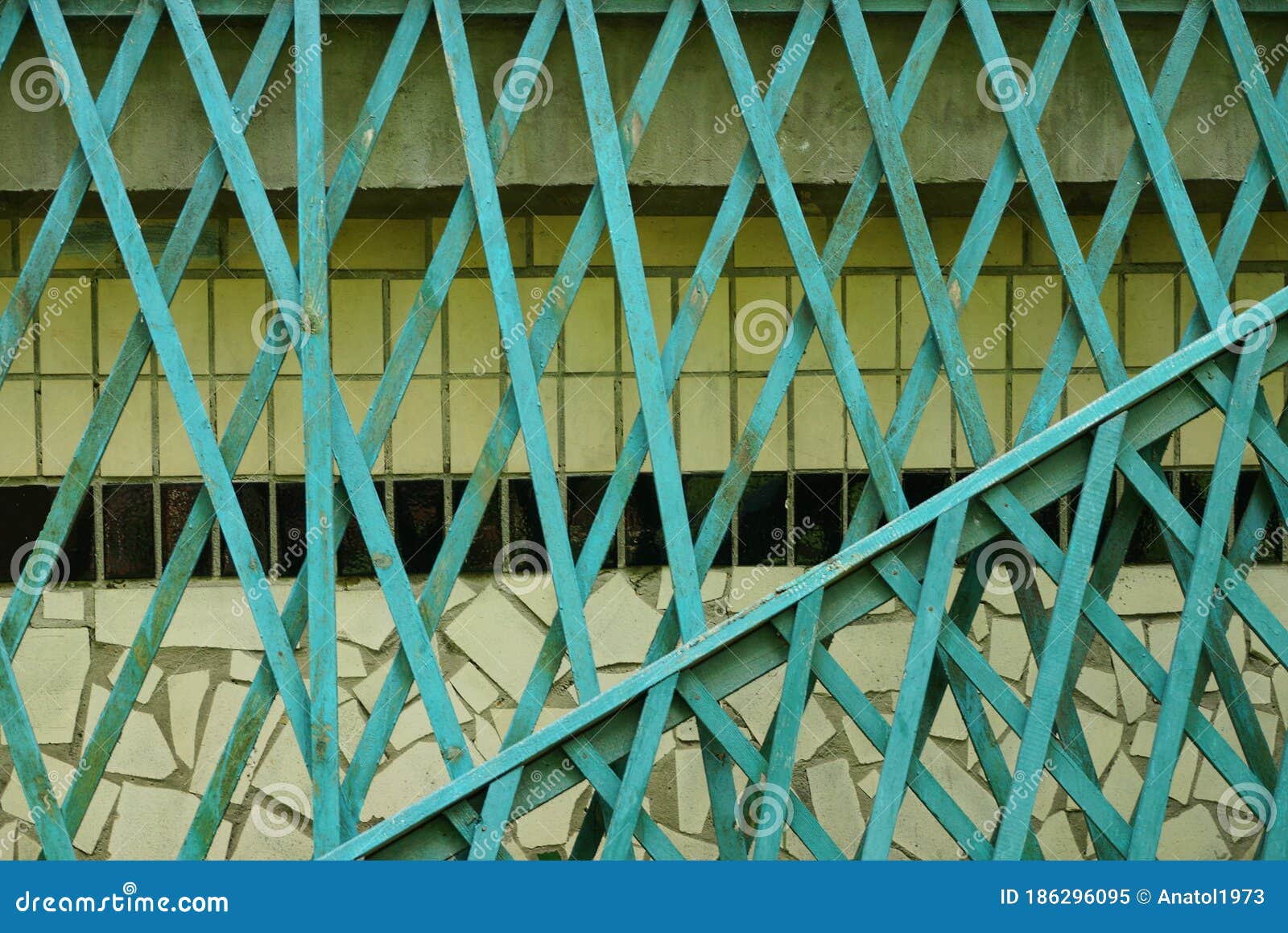Green Metal Background of Iron Bars in the Pattern in the Wall Stock ...