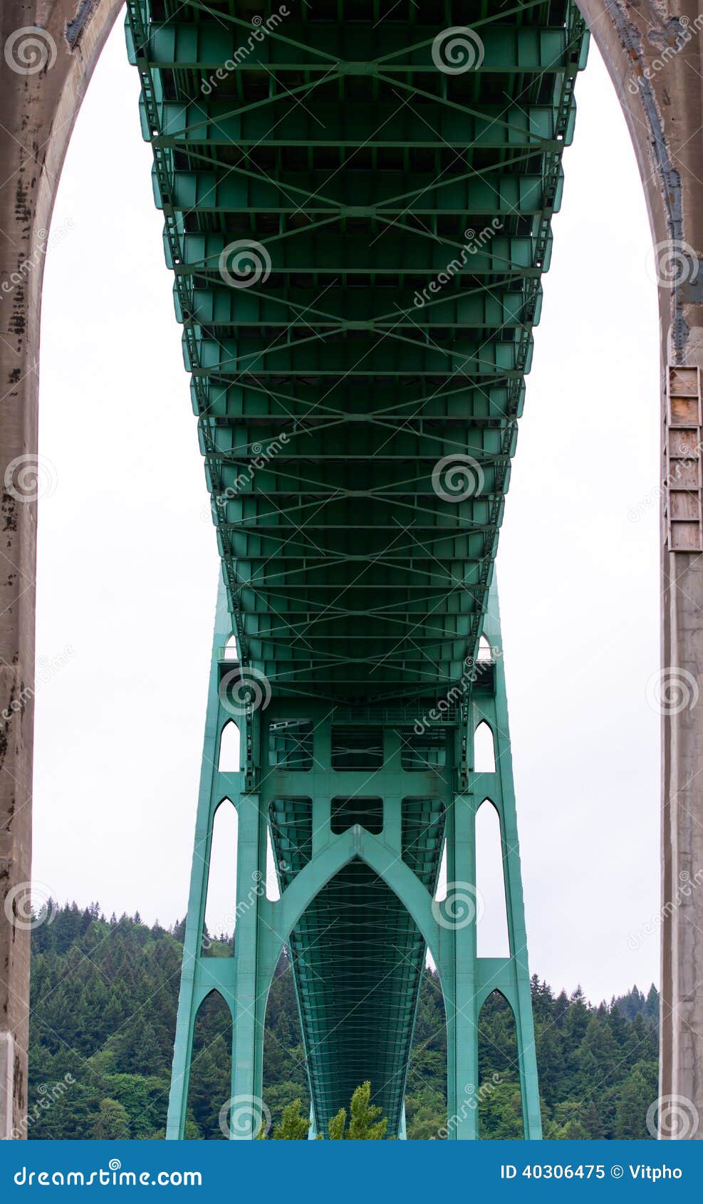 Green Metal Bridge Framework and Supports Stock Image - Image of grey ...