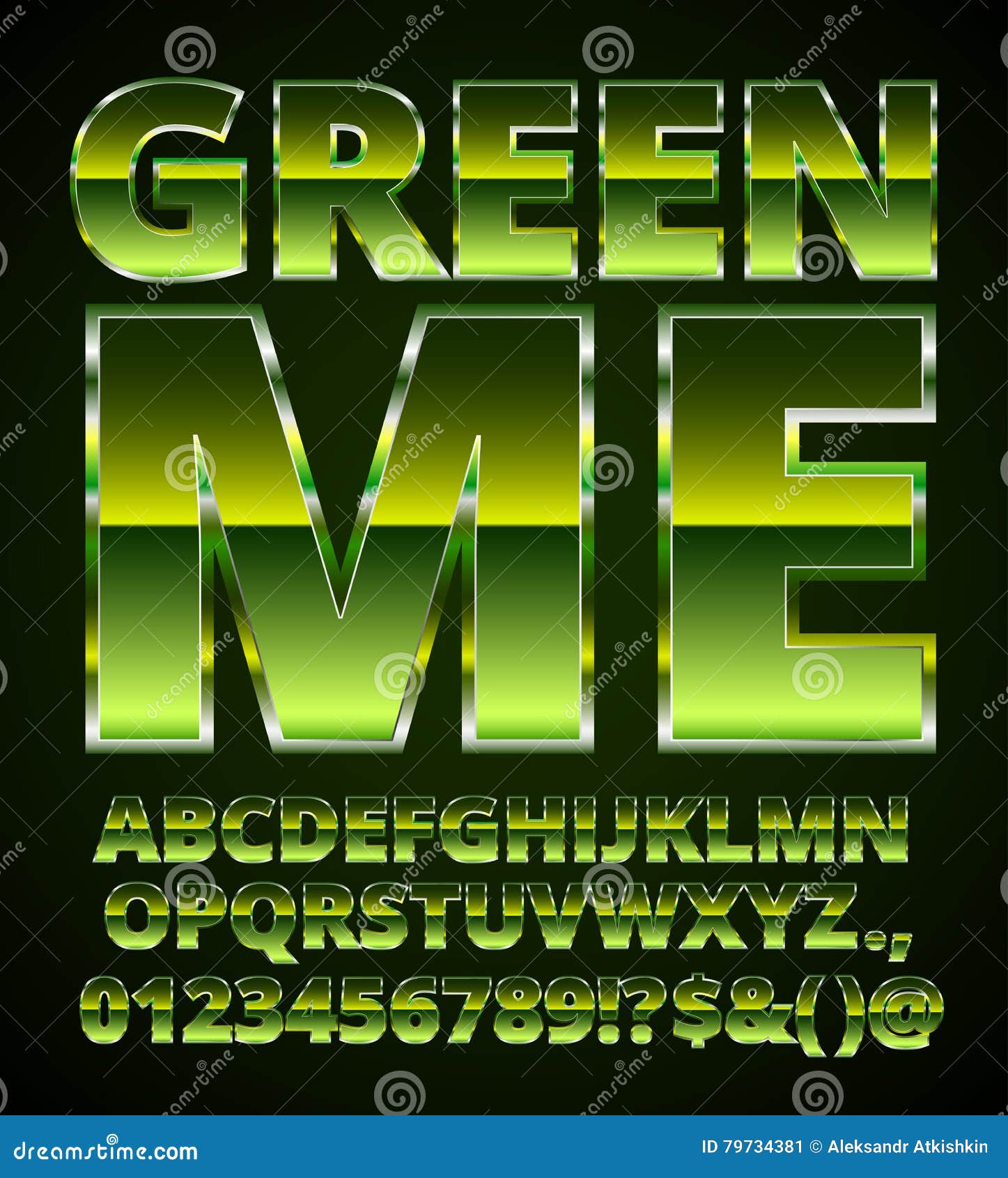 Green Metal Font stock vector. Illustration of title - 79734381