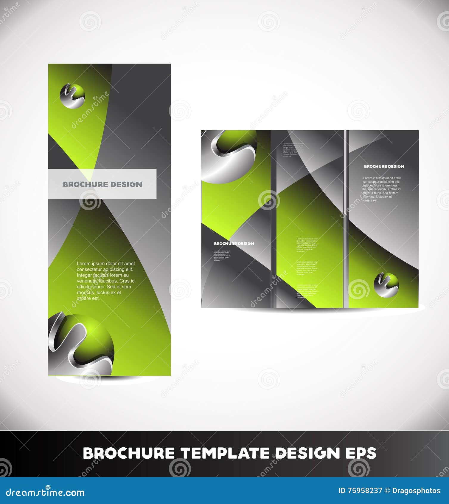 Green Metal Sphere Brochure Vector Layout Stock Vector - Illustration ...