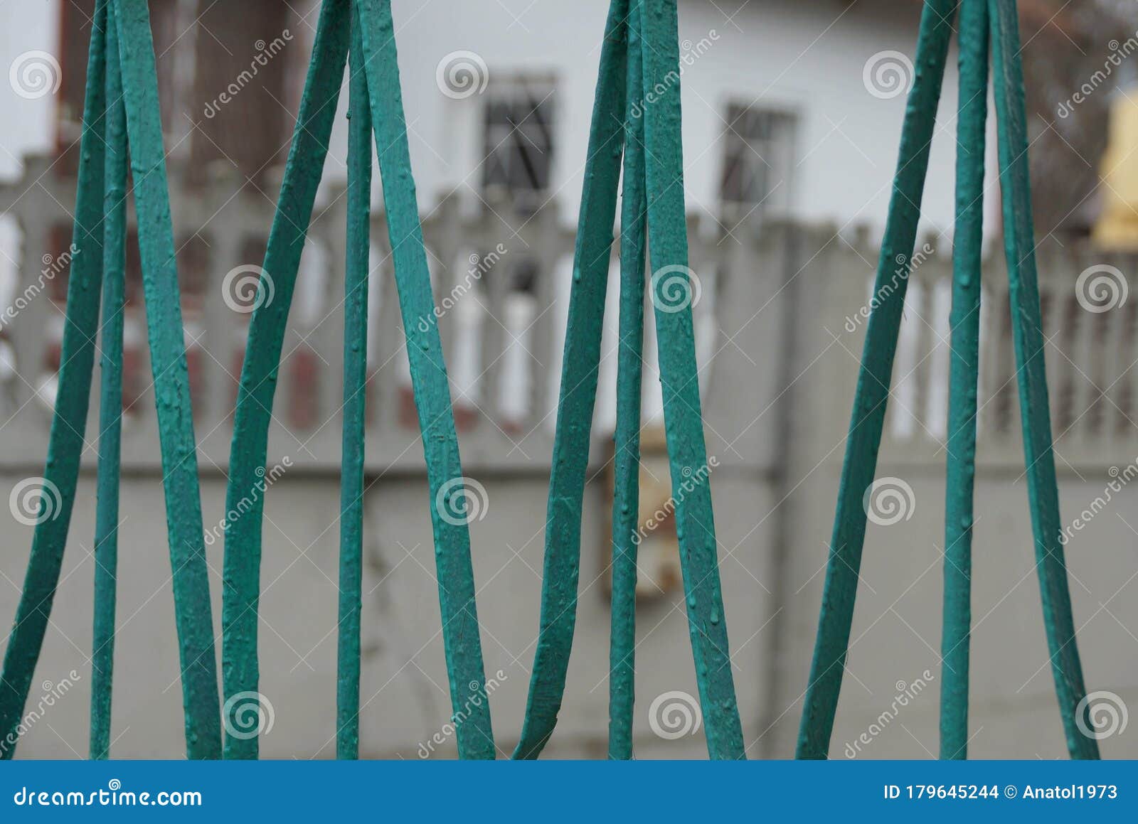 Green Metal Texture of Iron Bars in the Pattern in the Wall of the ...