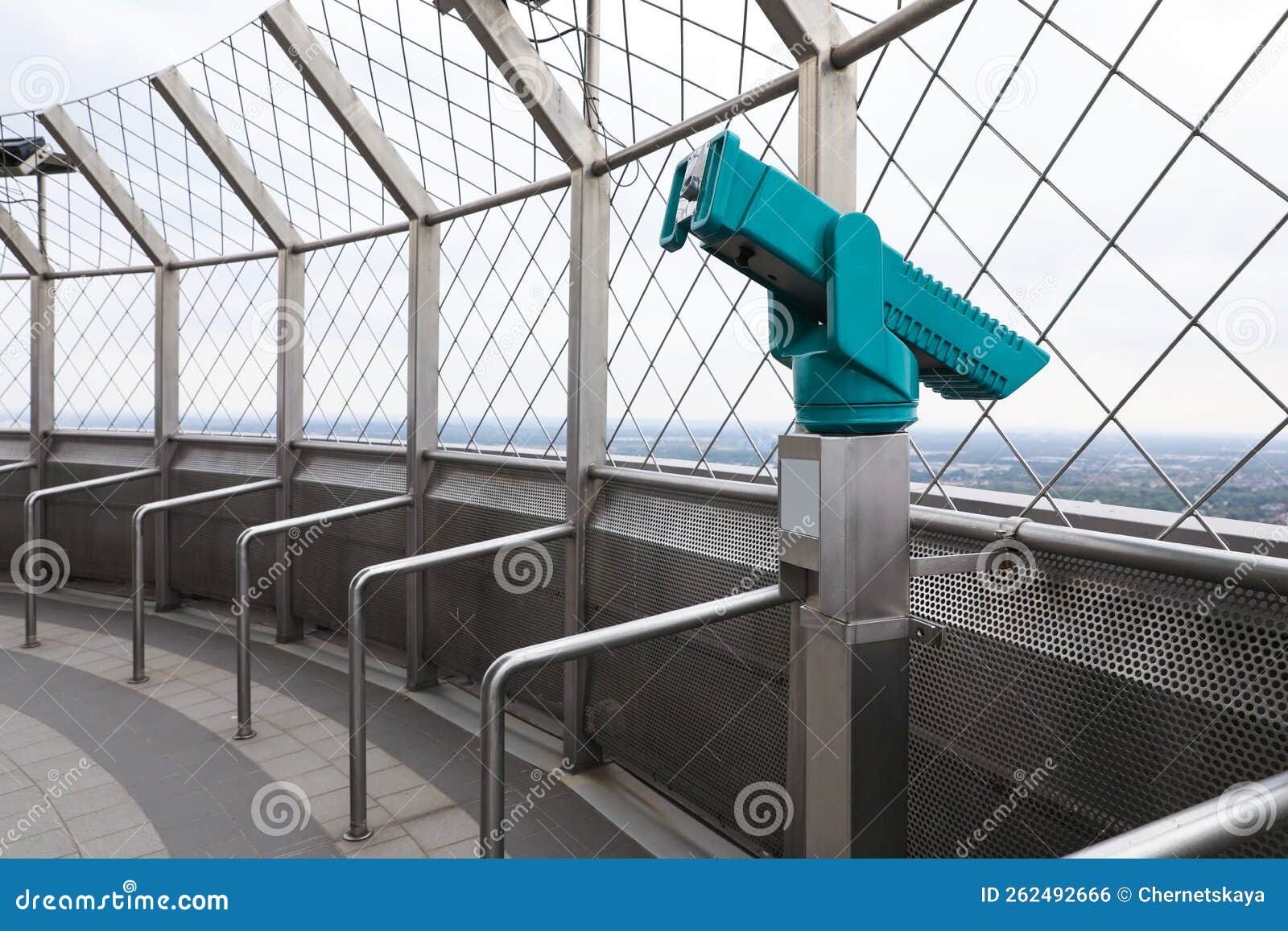 Green Metal Tower Viewer on Observation Deck Stock Photo - Image of ...