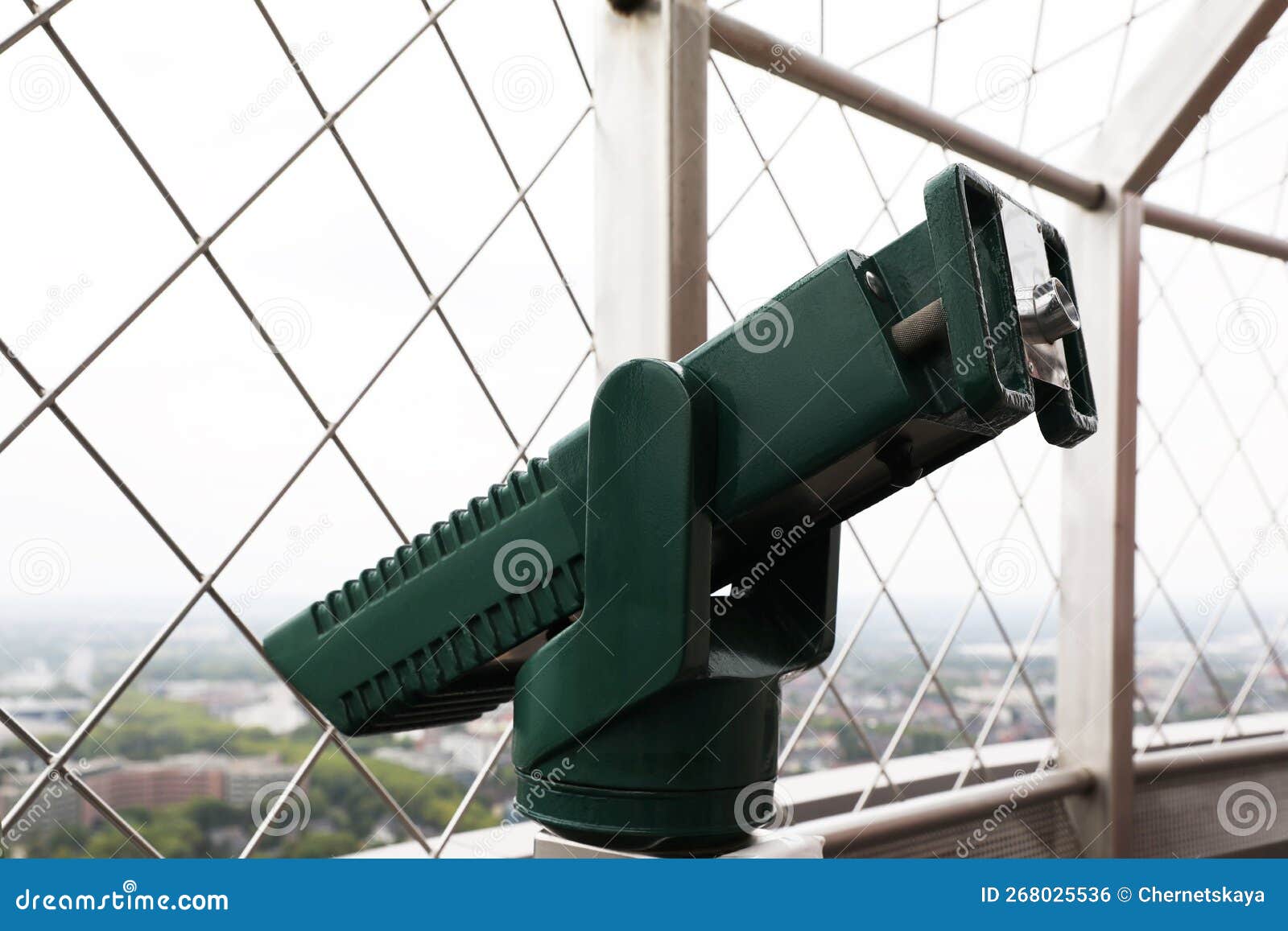 Green Metal Tower Viewer on Observation Deck Stock Photo - Image of ...