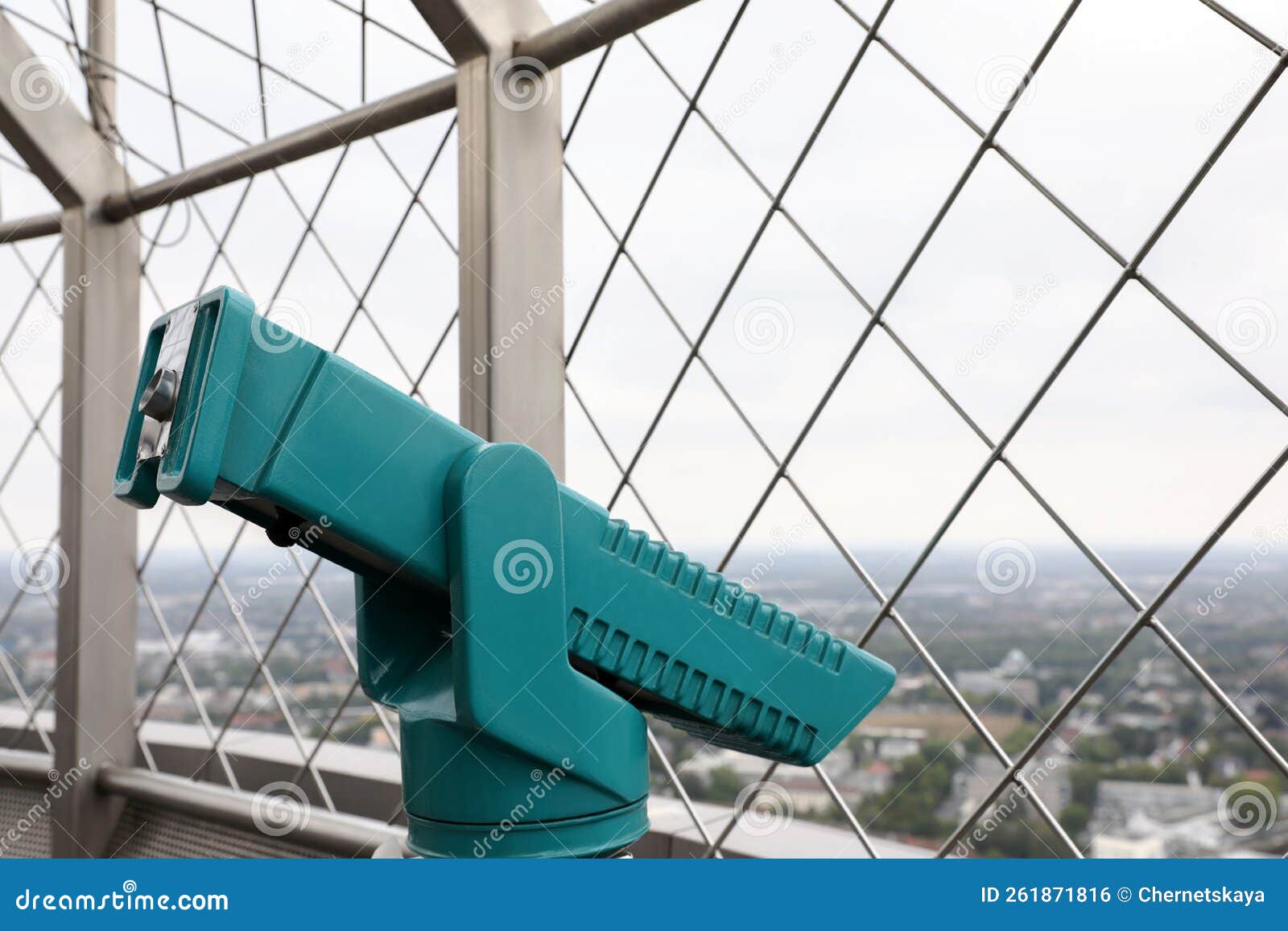 Green Metal Tower Viewer on Observation Deck. Space for Text Stock ...