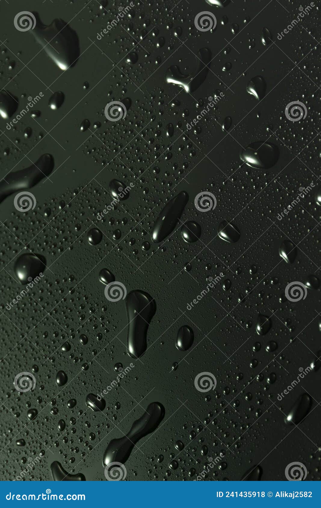Black Metal Water Drops on Dark Reflective Surface Stock Photo - Image ...