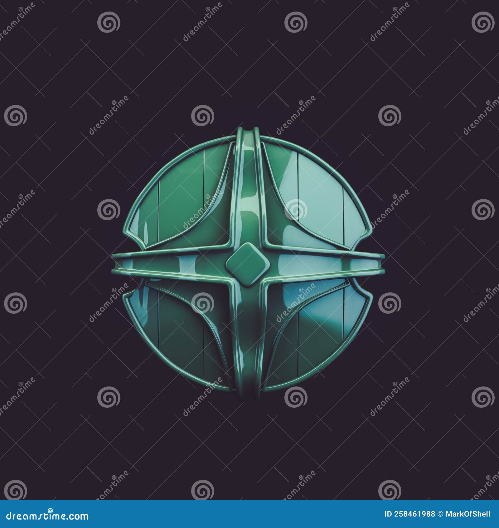 Green Metallic Shield. Old Medieval Ancient Knight Armor Shield Stock ...