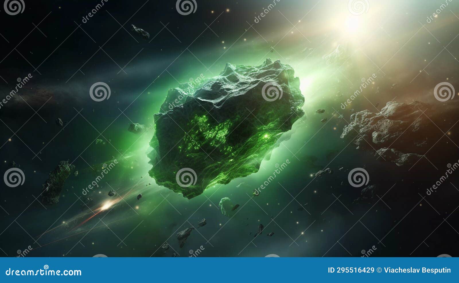 Green Meteorite in Space Falls on Planet Earth Stock Illustration ...