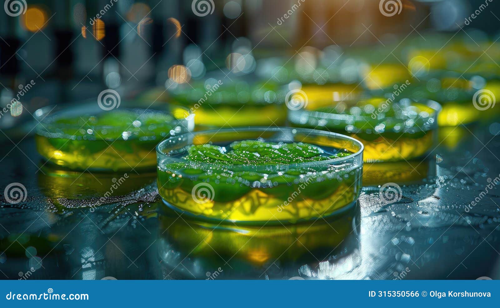 Green Microalgae Clusters Under Scientific Examination in Lab. Stock ...