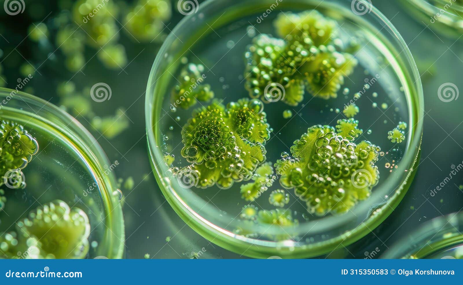 Green Microalgae Clusters Under Scientific Examination in Lab. Stock ...