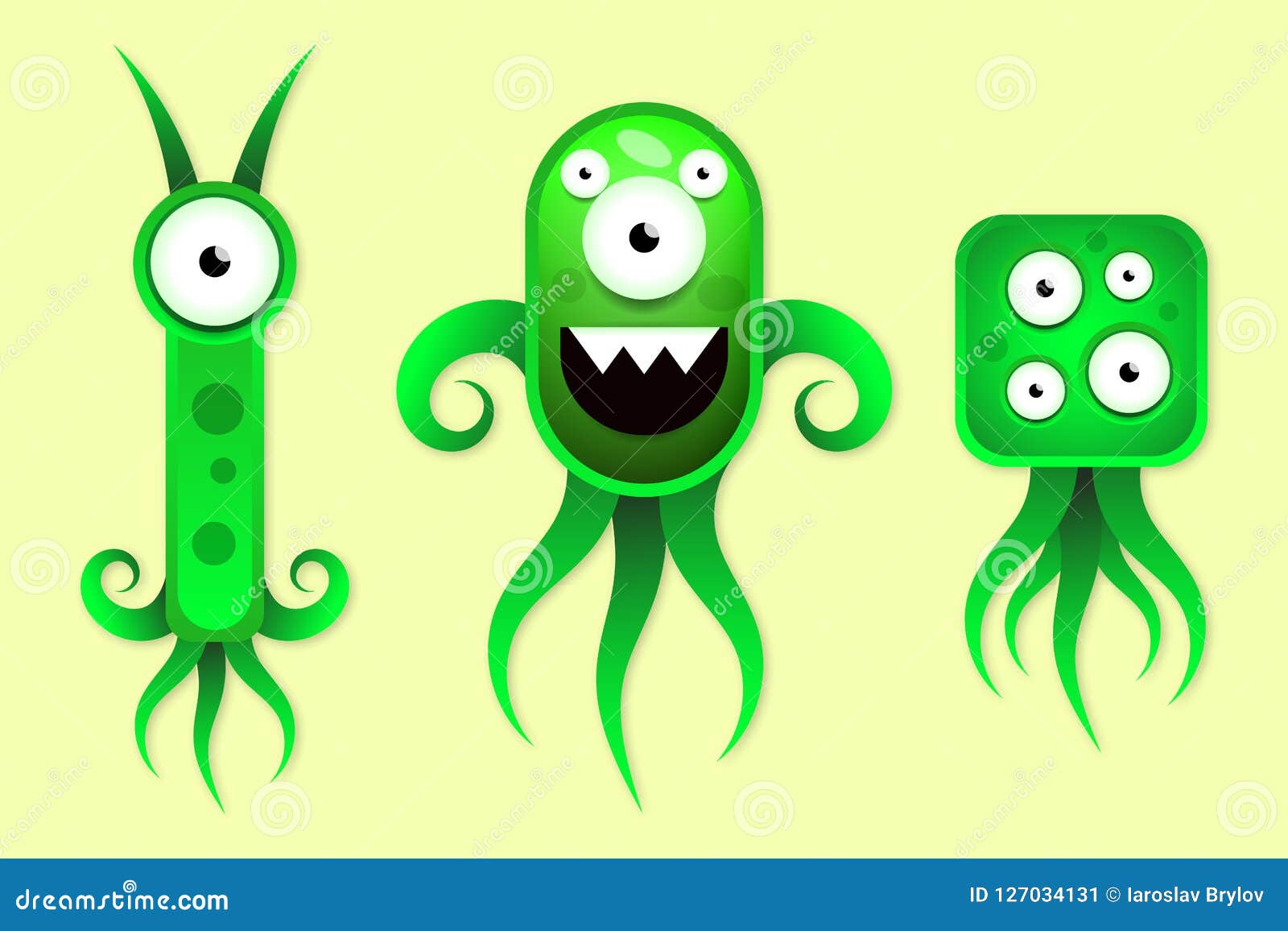 Green Microbes Under a Microscope. Vector Illustration Stock Vector ...