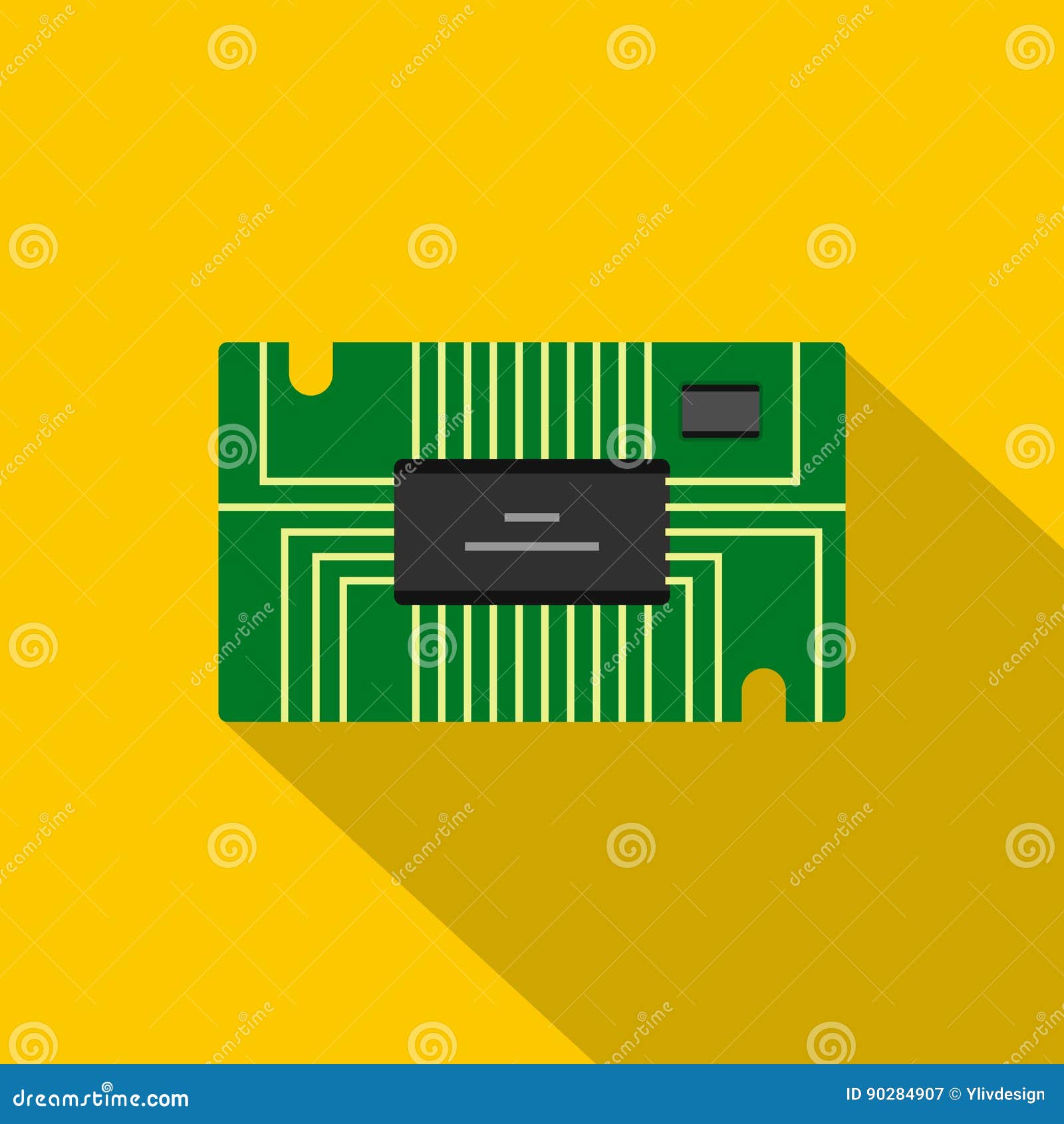 Green Microchip Icon, Flat Style Stock Vector - Illustration of binary ...