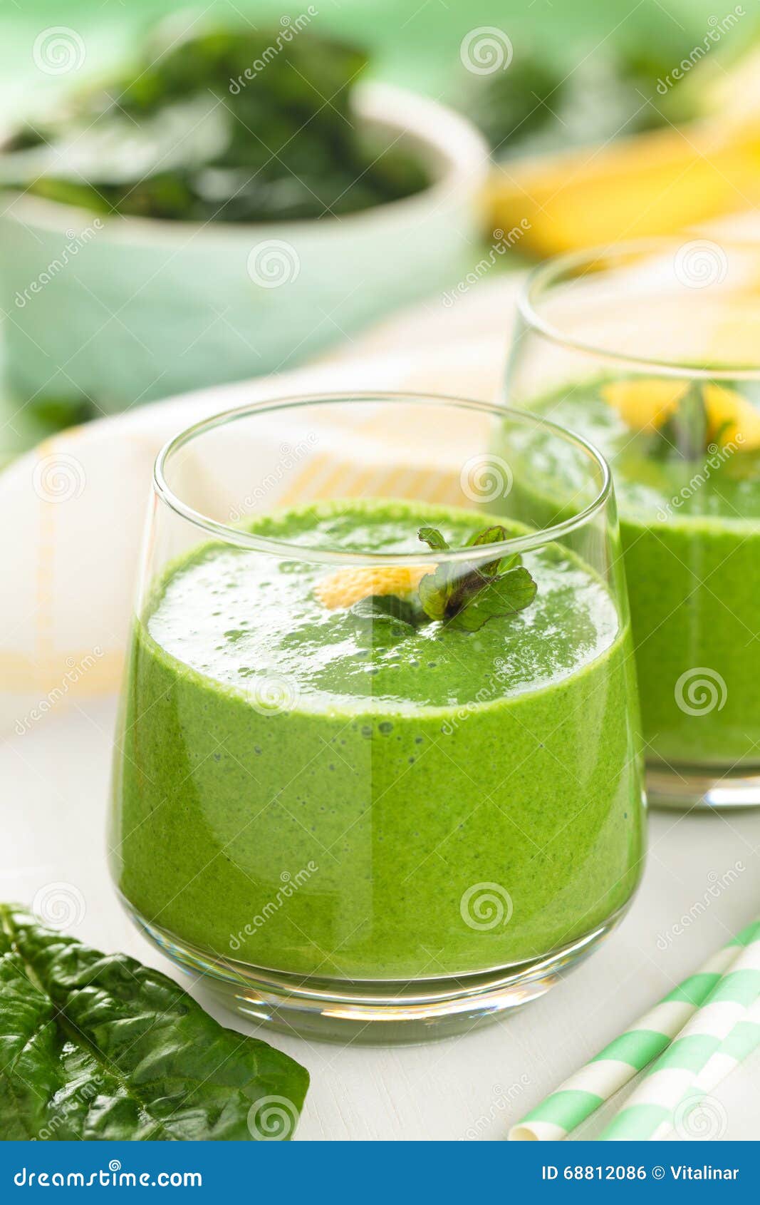 Green milkshake with mint. stock photo. Image of freshness - 68812086
