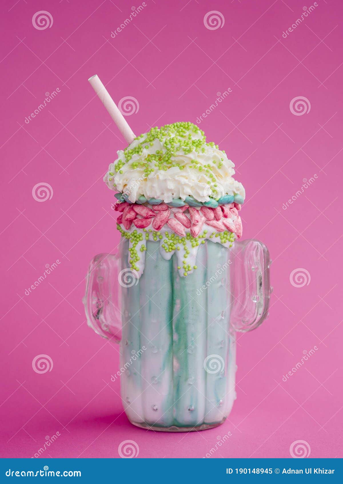 Green Milkshake on Pink Background Photo Stock Image - Image of ...