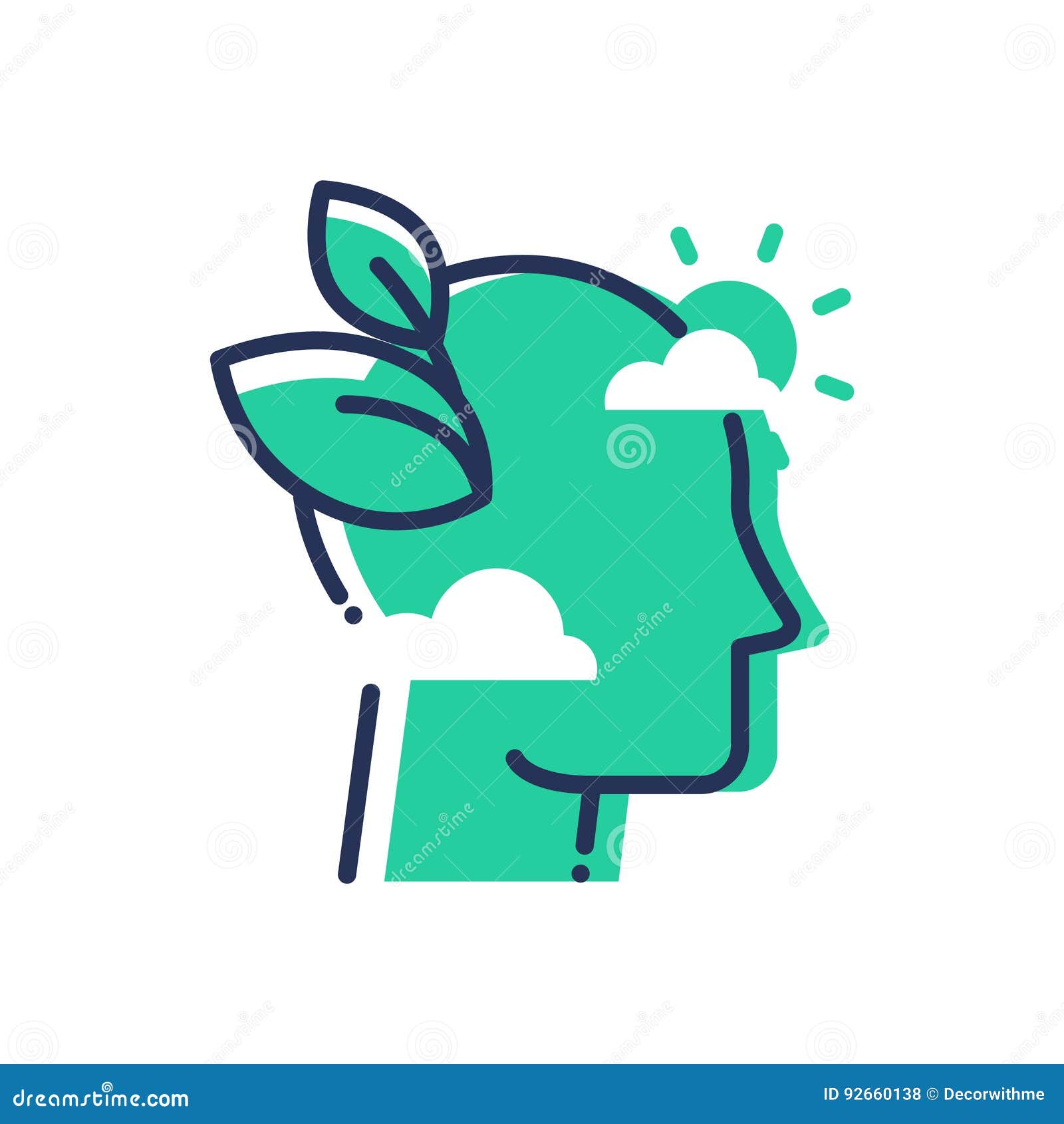 Green Mind - Modern Vector Single Line Icon Stock Vector - Illustration ...