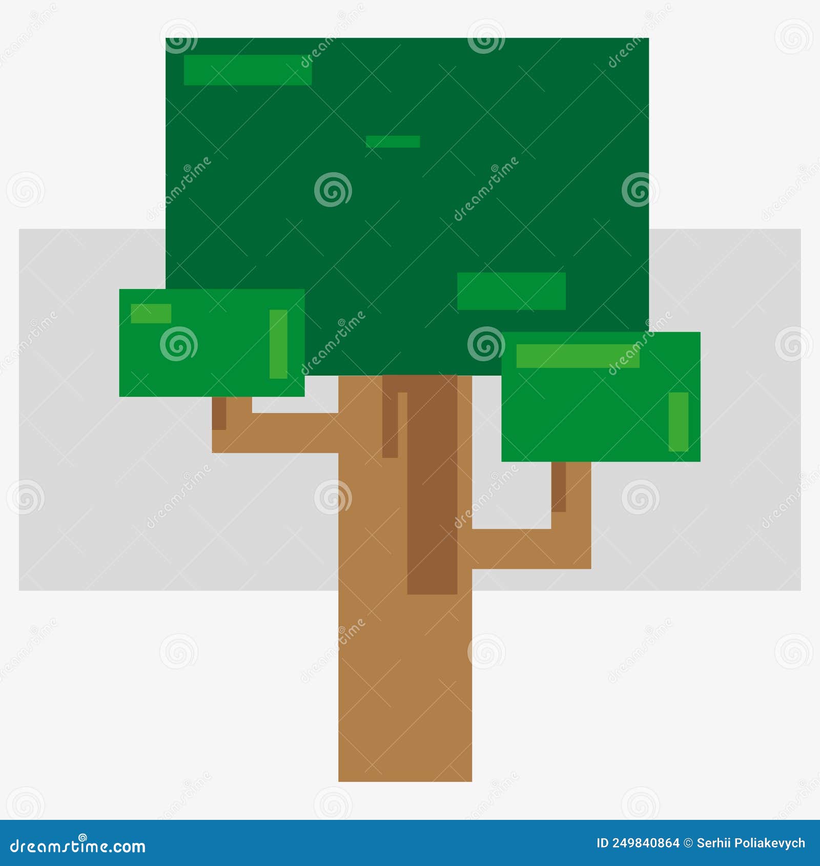 Green Minecraft Tree. Poster for Game Design. Vector Illustration ...