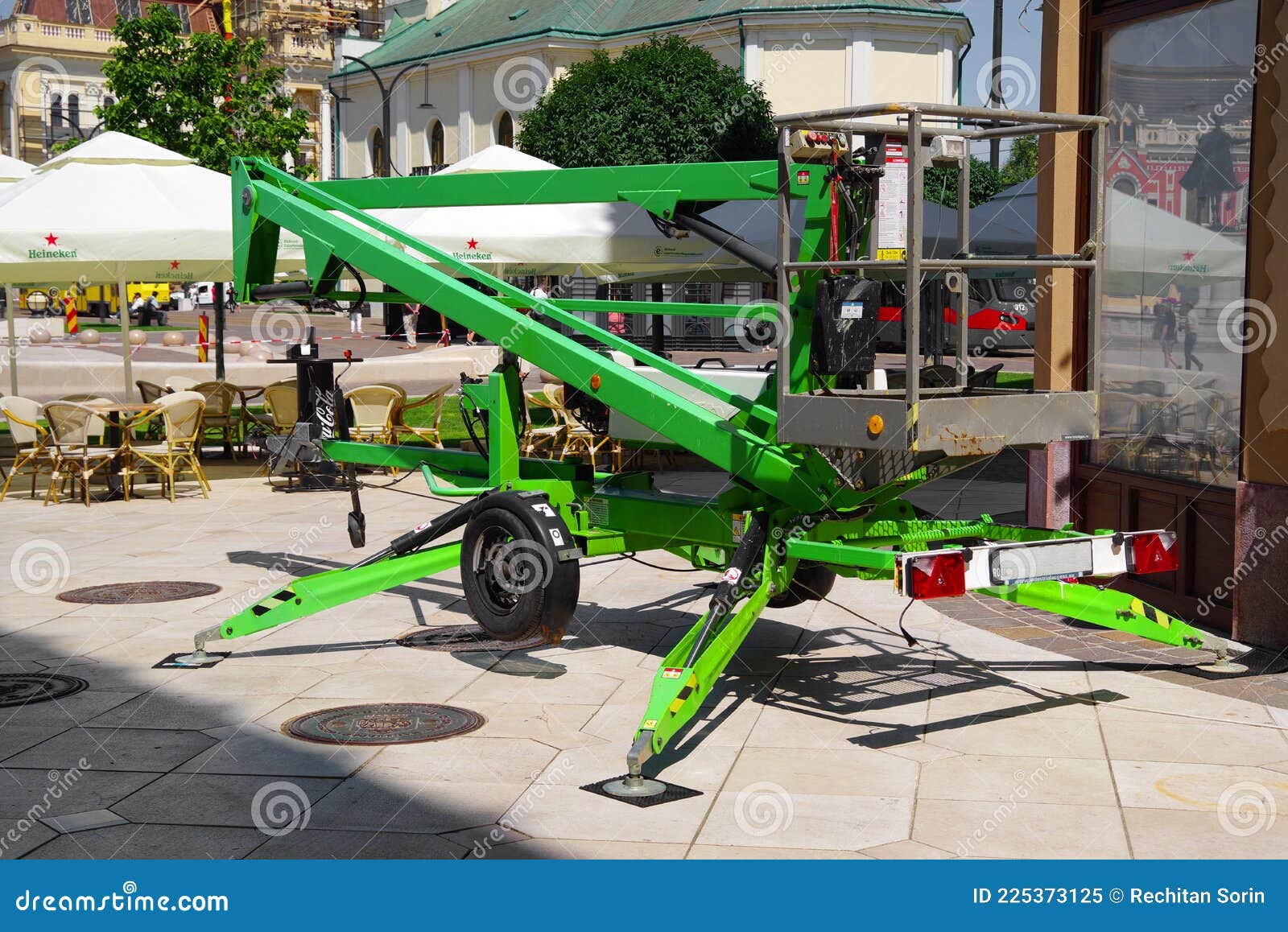 Mini Crane with Aerial Platform. Stock Image - Image of workers, boom ...