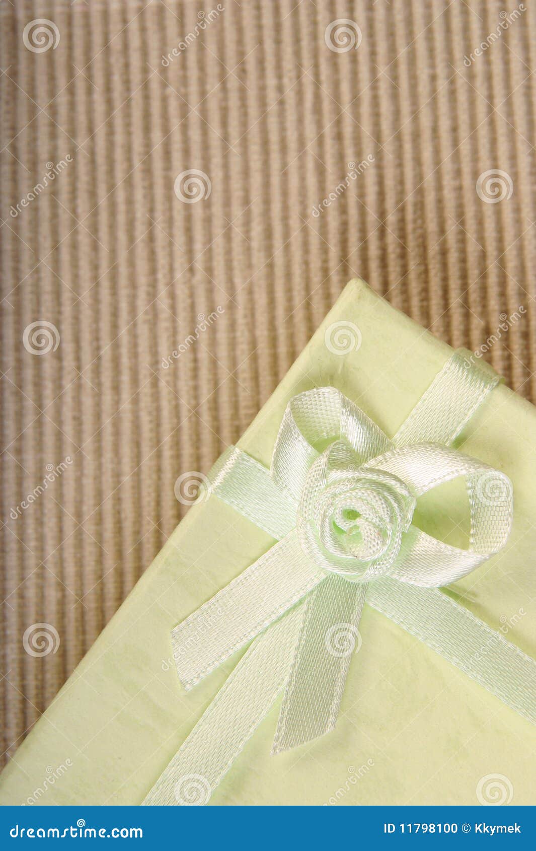 Green Mini Gift Box with Ribbon Stock Photo - Image of pack, festive ...