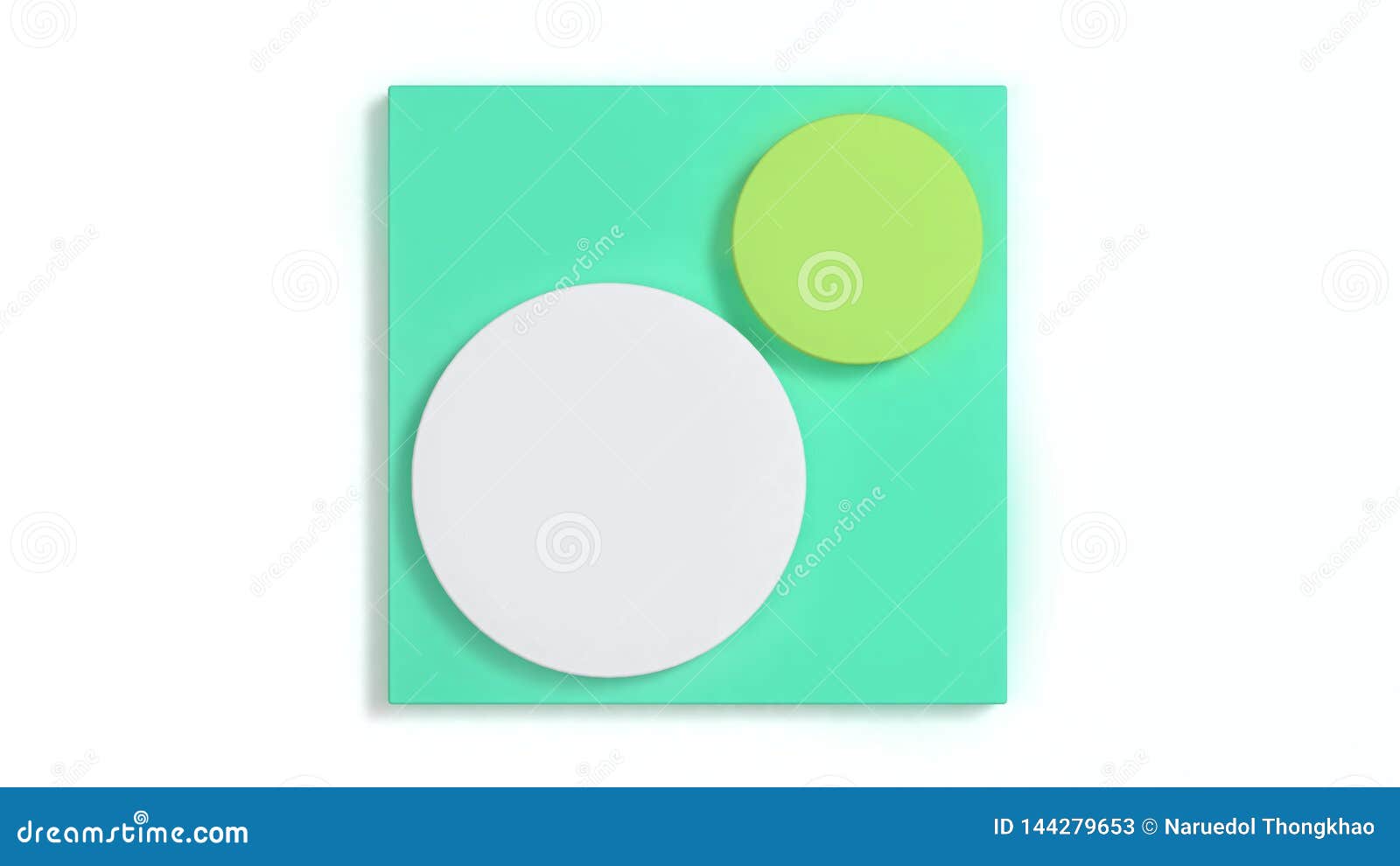 Green Mint Square Shape White Circle Minimal Abstract Background 3d ...