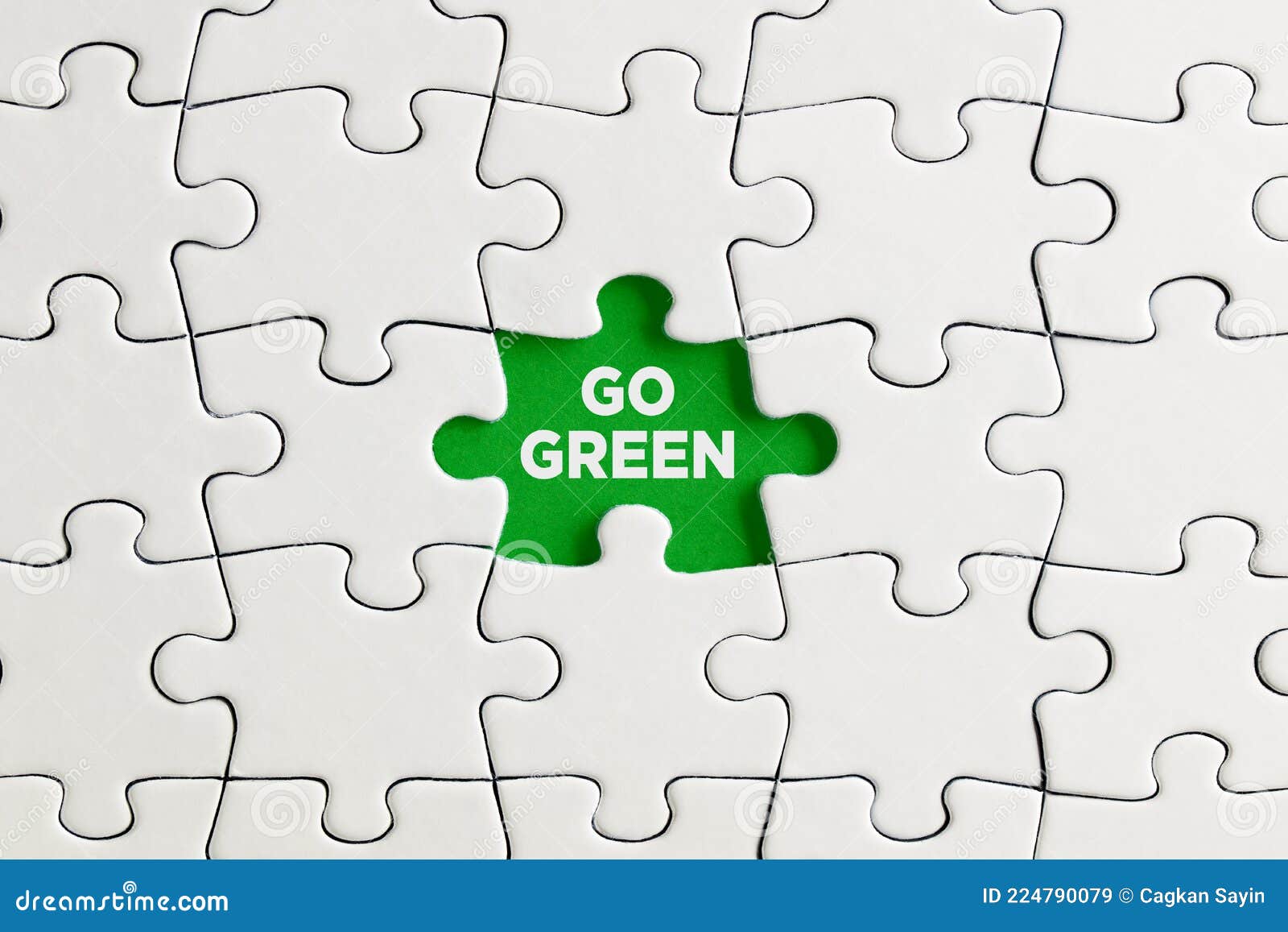 Green Missing Puzzle Piece with the Word Go Green Stock Image - Image ...