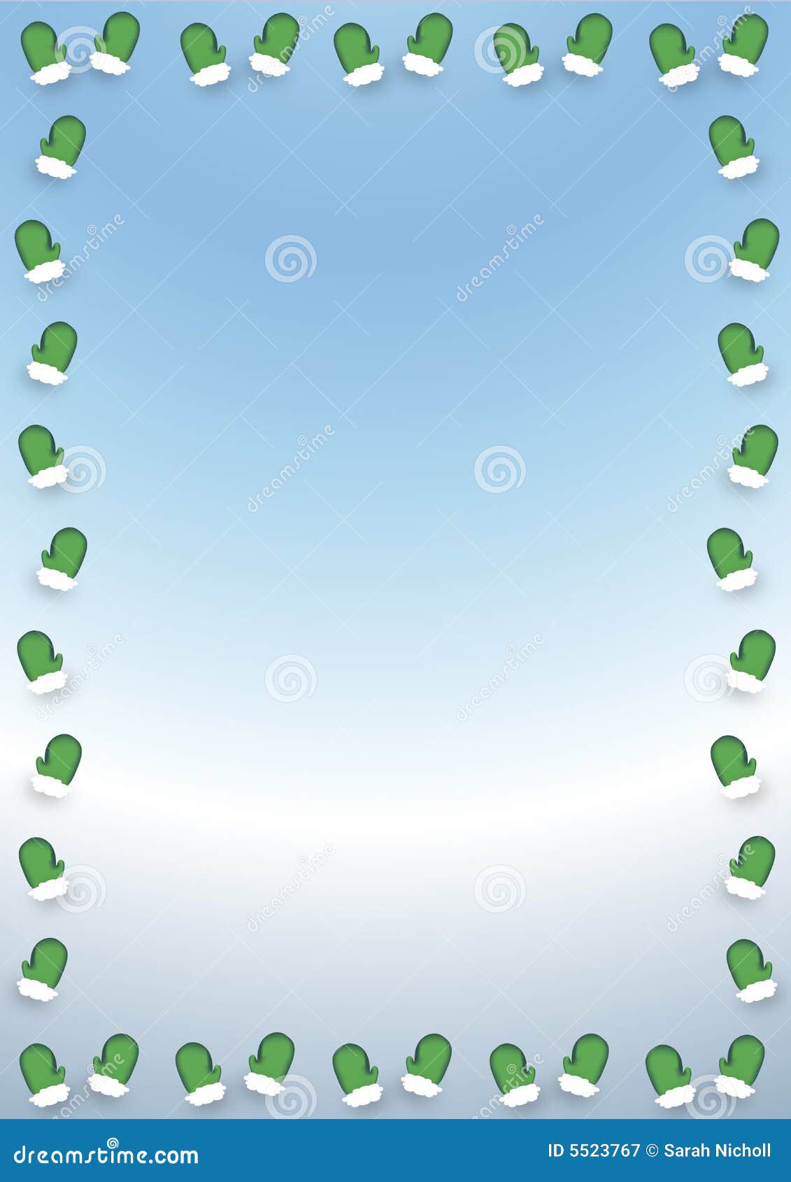 Green Mitten Border 3 stock illustration. Illustration of decorated ...