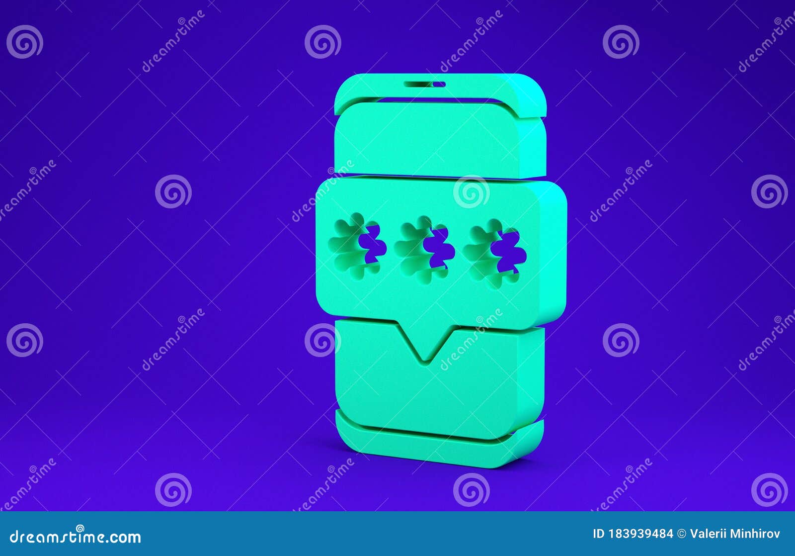 Green Mobile and Password Protection Icon Isolated on Blue Background ...