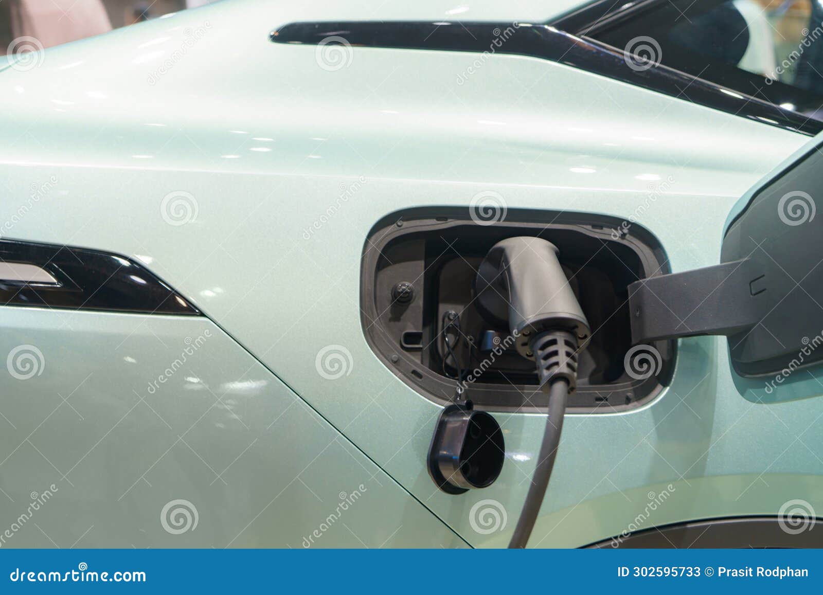 Green Mobility in Action EV Car Charging at Station Stock Image - Image ...