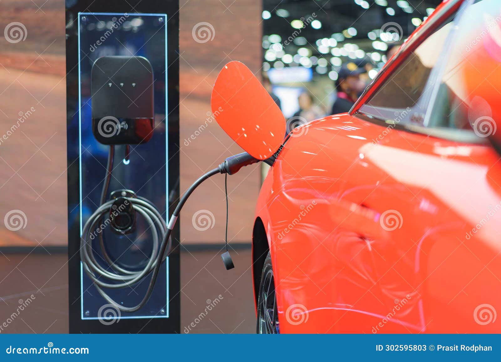 Green Mobility in Action EV Car Charging at Station Stock Image - Image ...
