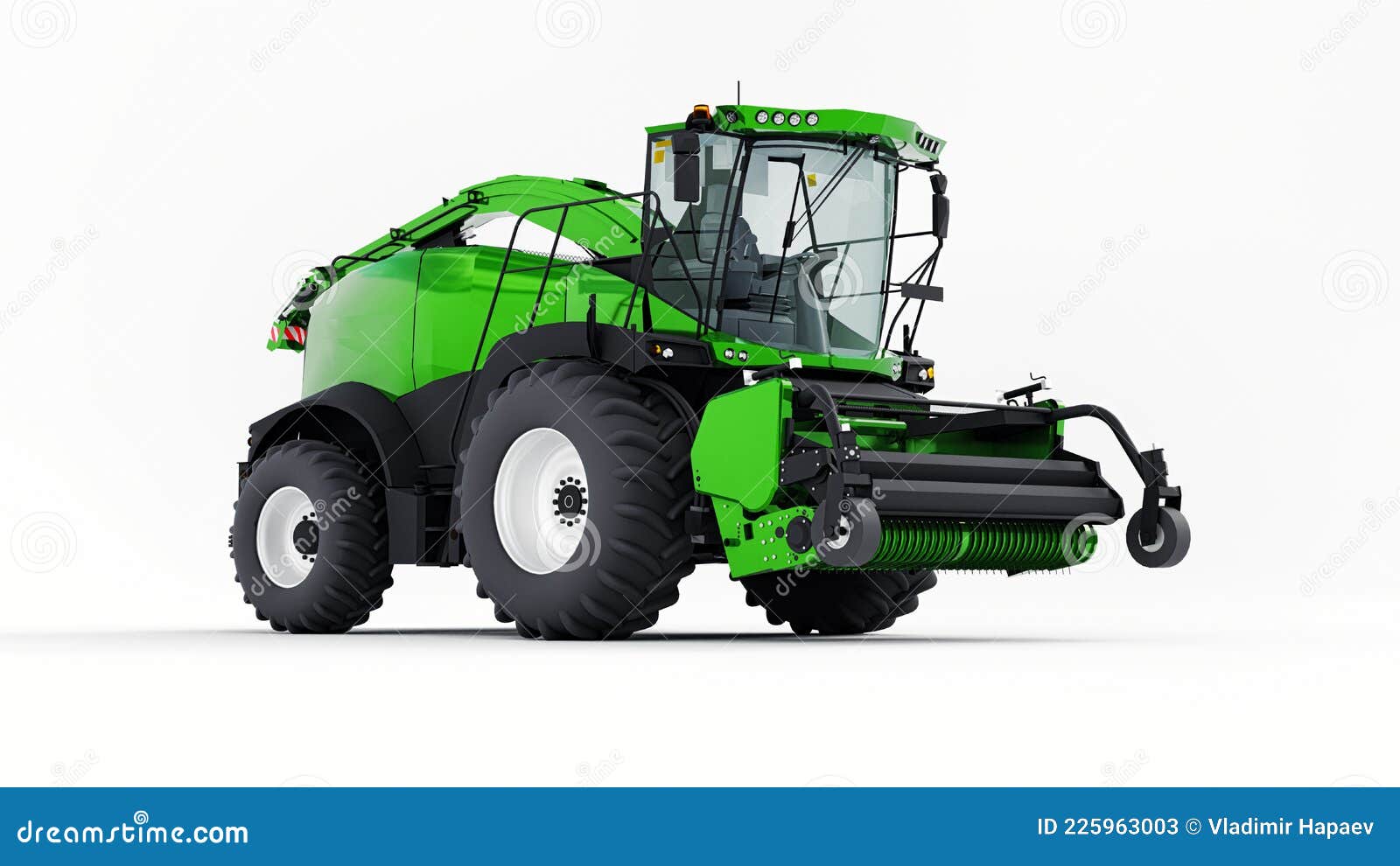 Green Modern Combine on a White Background. 3d Rendering. Stock ...
