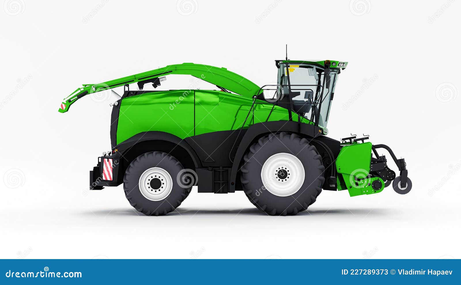 Green Modern Combine on a White Background. 3d Rendering. Stock ...