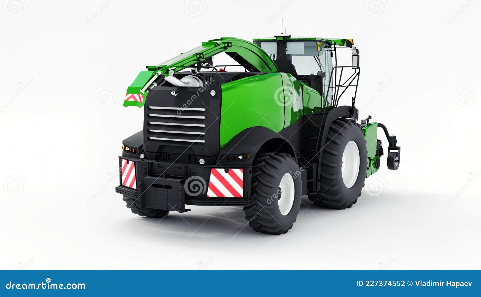 Green Modern Combine on a White Background. 3d Rendering. Stock ...