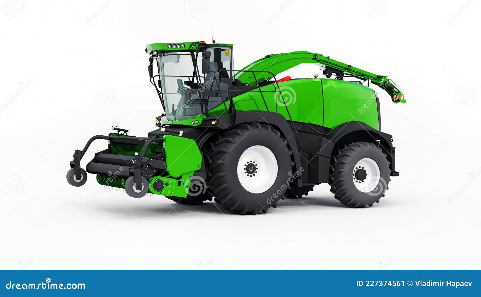 Green Modern Combine on a White Background. 3d Rendering. Stock ...