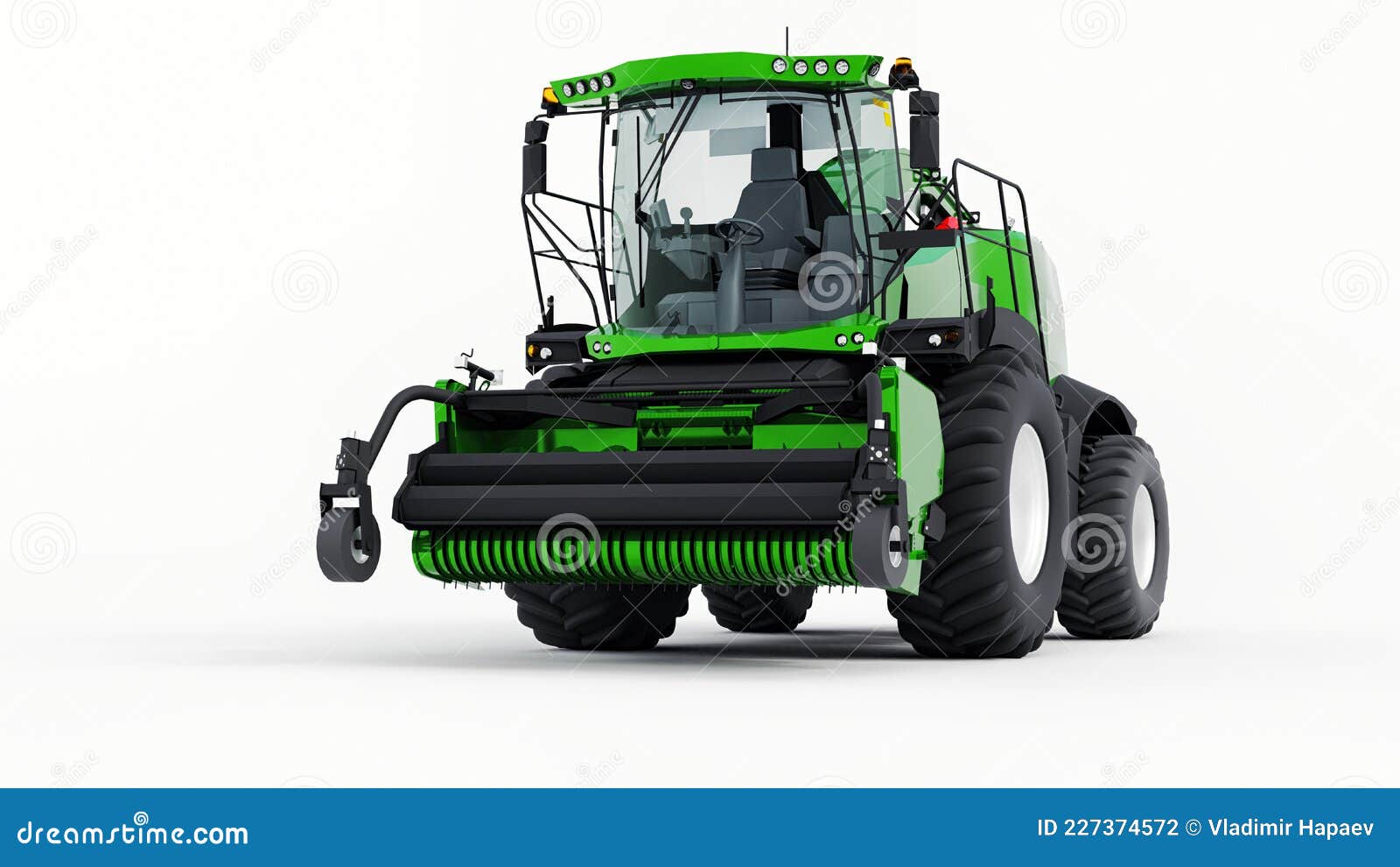 Green Modern Combine on a White Background. 3d Rendering. Stock ...
