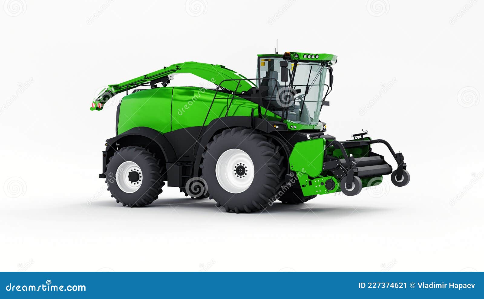 Green Modern Combine on a White Background. 3d Rendering. Stock ...