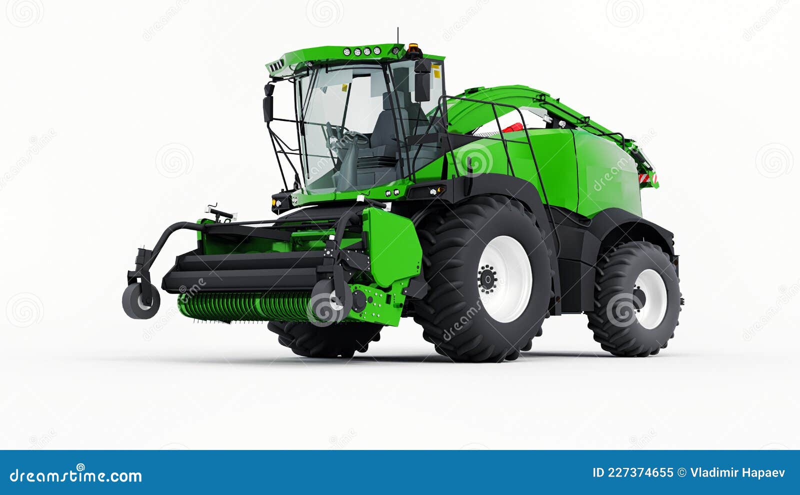 Green Modern Combine on a White Background. 3d Rendering. Stock ...