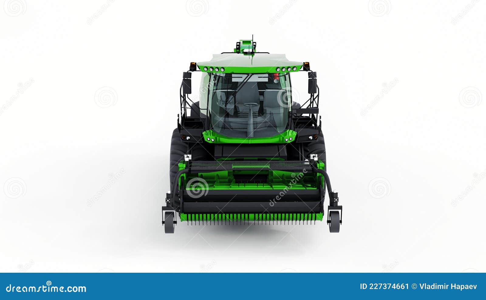 Green Modern Combine on a White Background. 3d Rendering. Stock ...