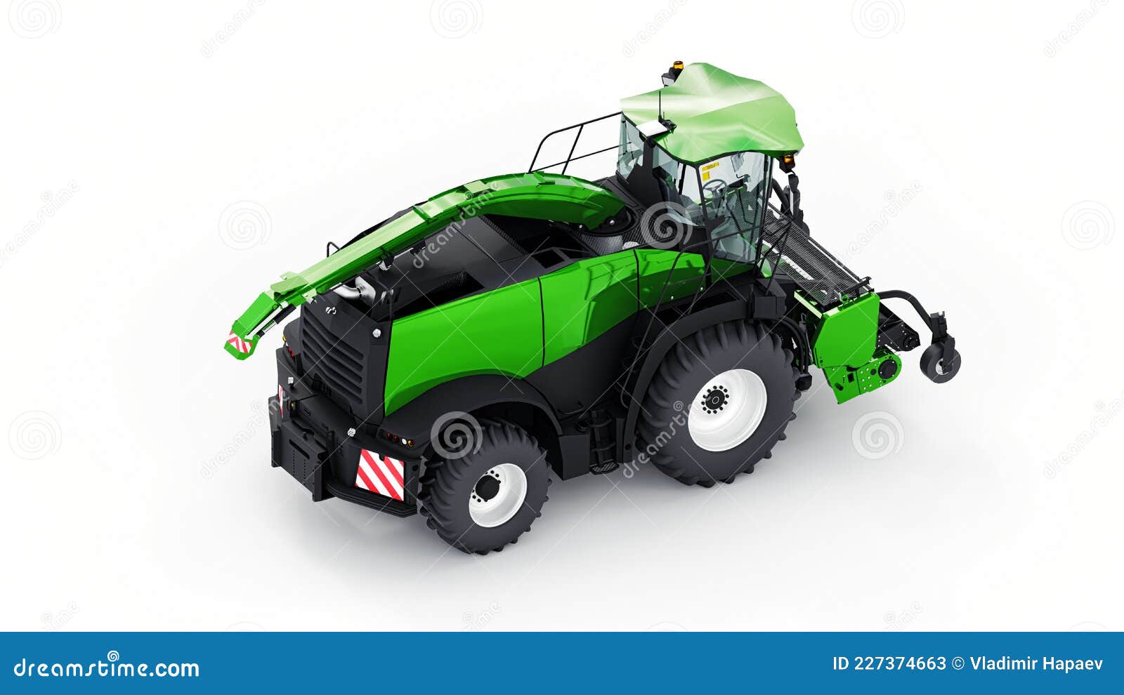 Green Modern Combine on a White Background. 3d Rendering. Stock ...