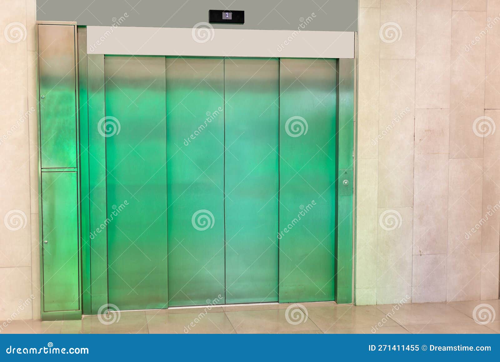 Green Modern Elevator Doors on the First Floor Stock Image - Image of ...