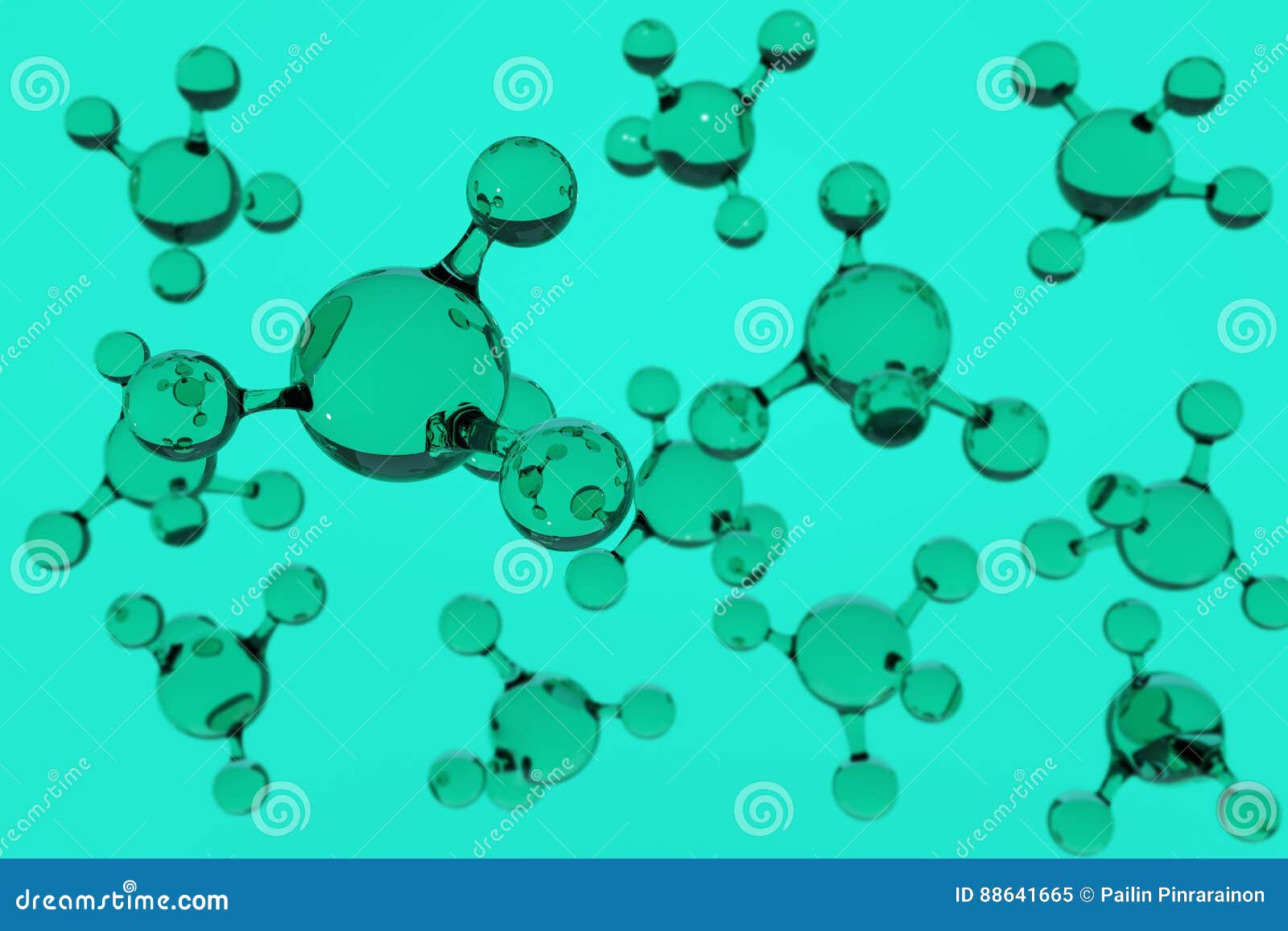Green Molecule Science in 3D Rendering Stock Illustration ...