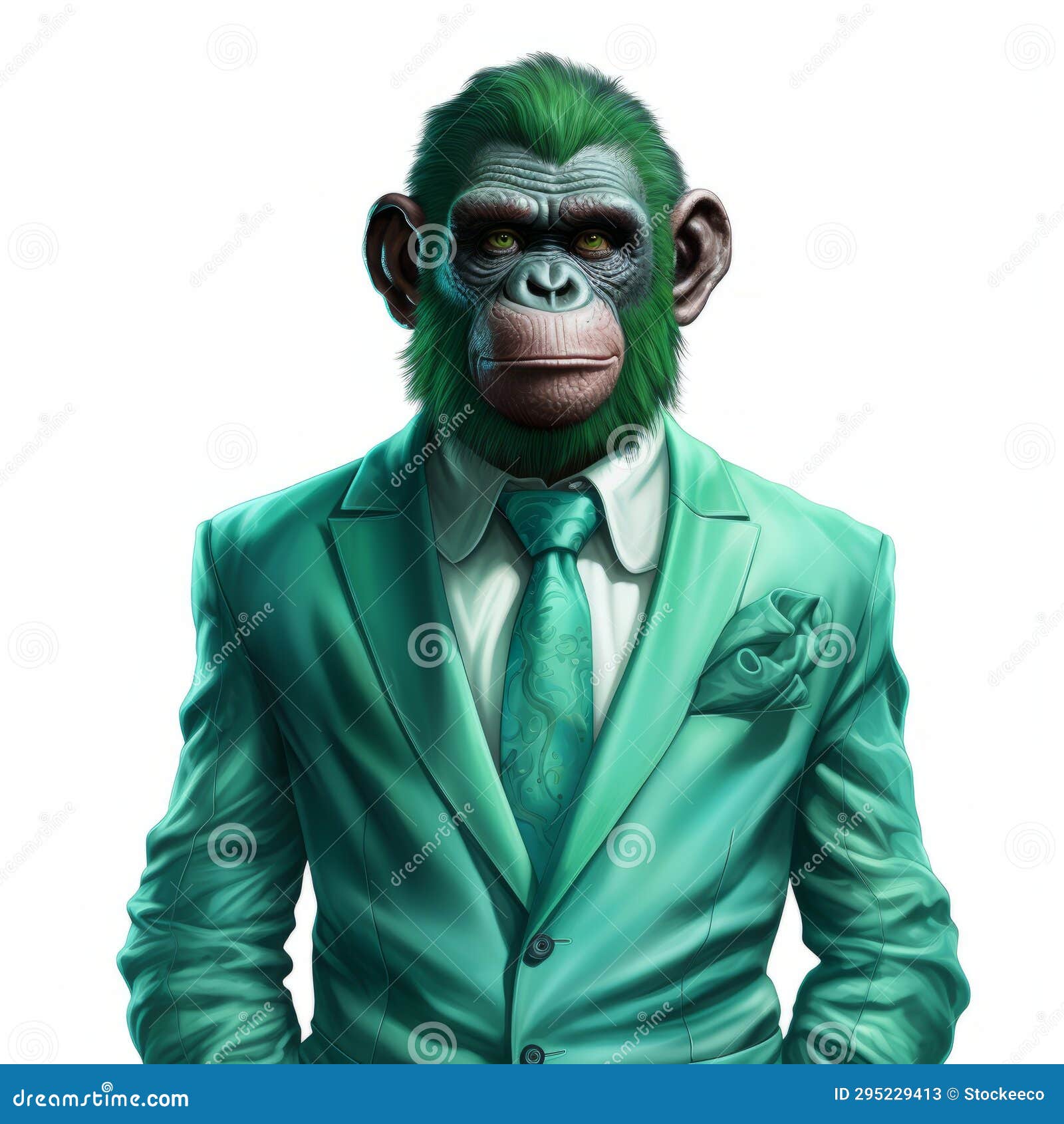 Green Monkey in a Man Suit: Hyper-realistic Animal Illustration Stock ...