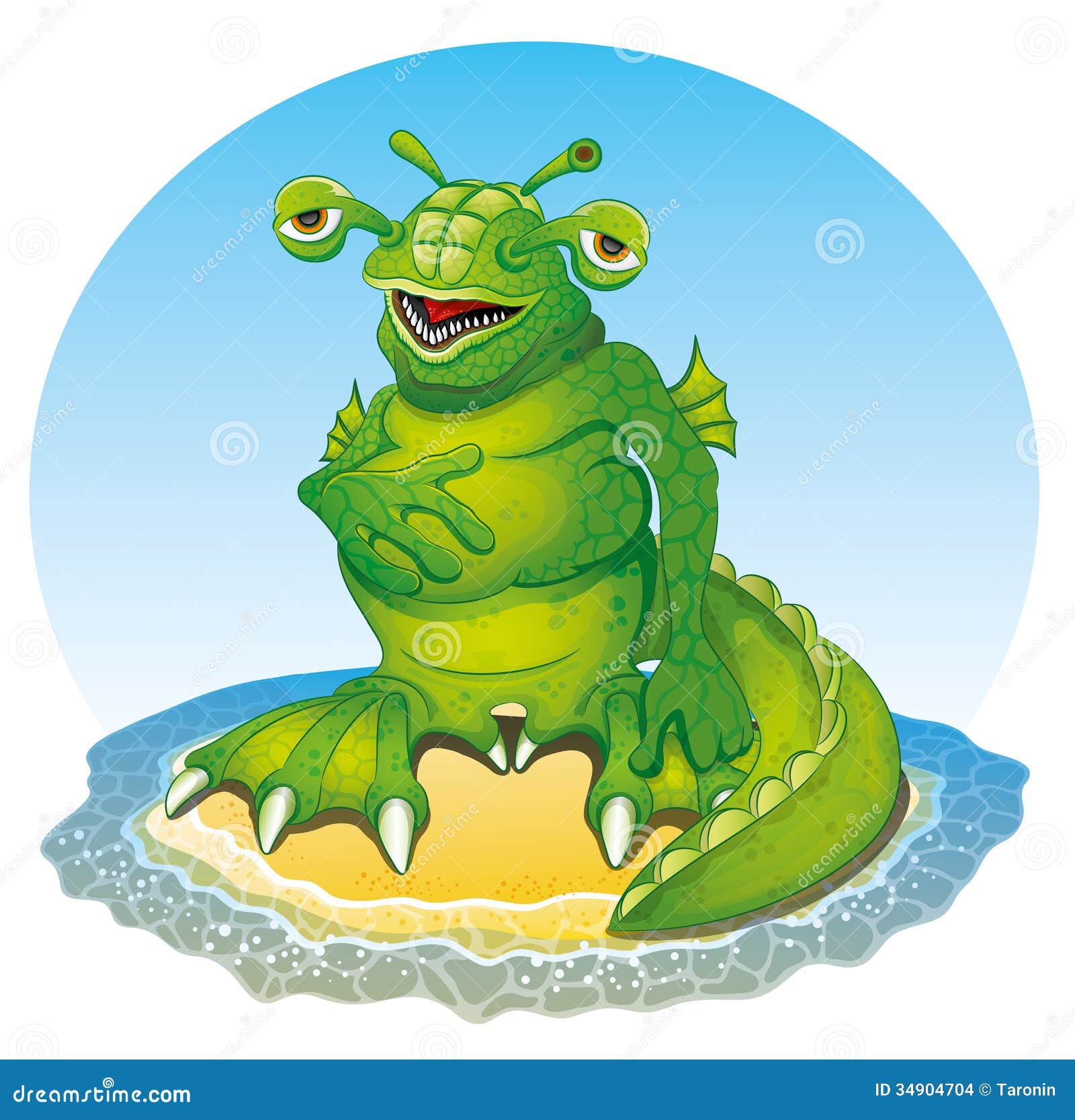 Green Monster on the Beach. Stock Vector - Illustration of icon ...