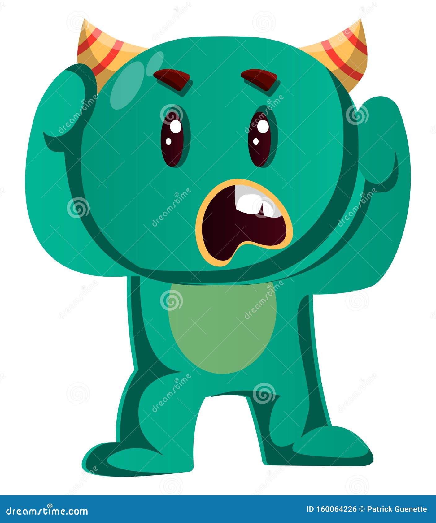 Green Monster is Confused Vector Illustration Stock Vector ...