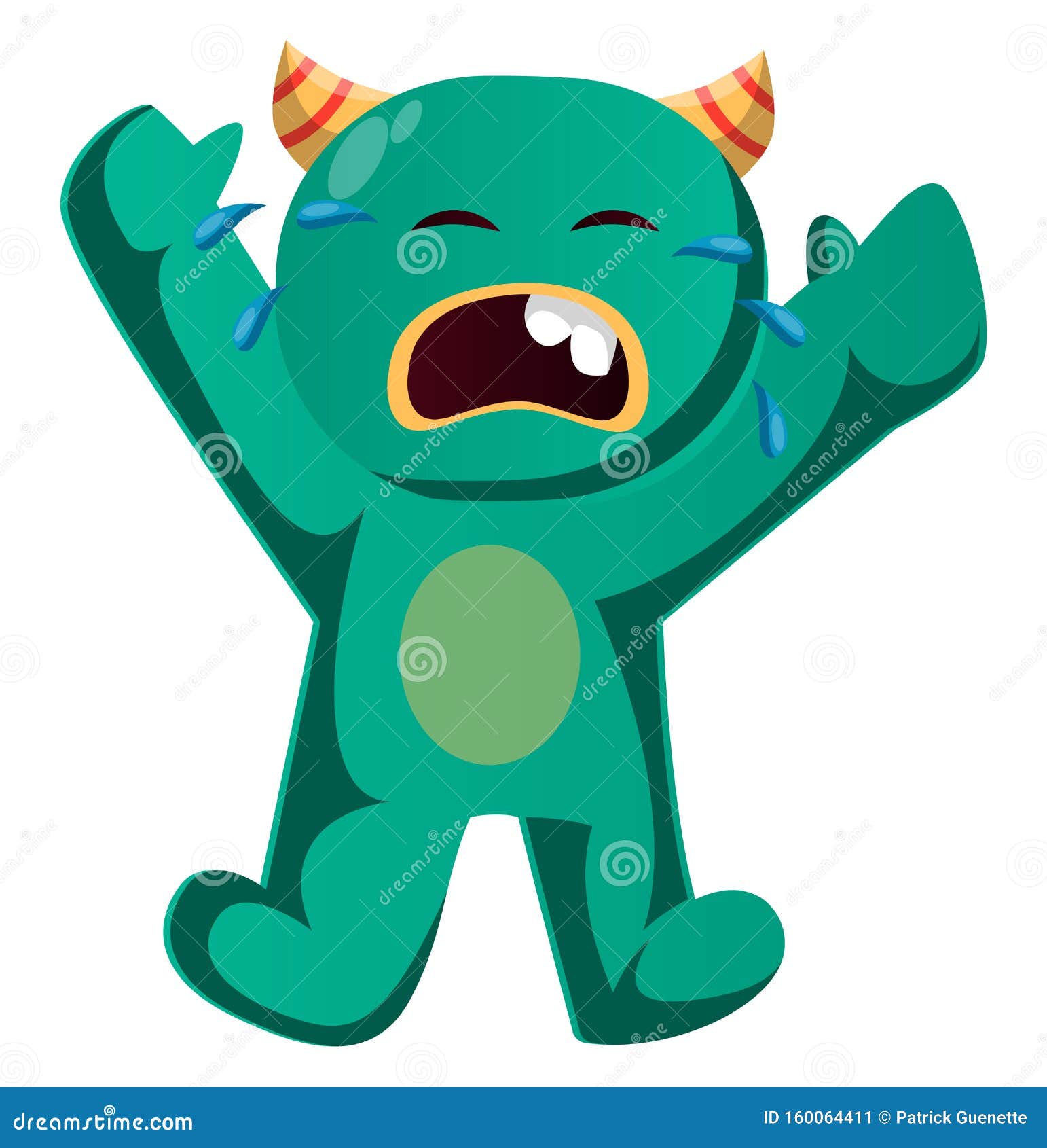 Green Monster Crying Vector Illustration Stock Vector - Illustration of ...