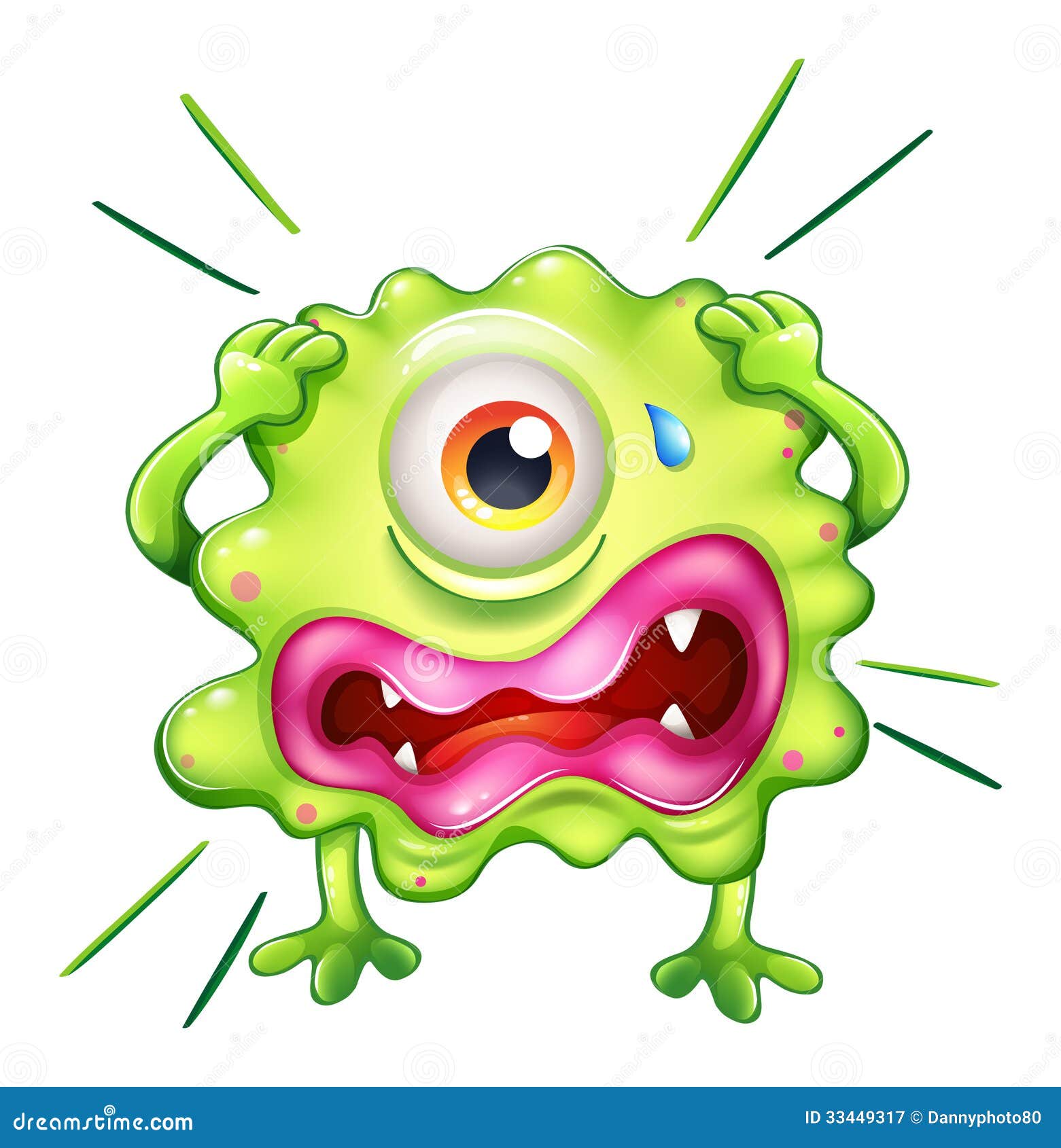 A Green Monster in Frustration Stock Illustration - Illustration of ...