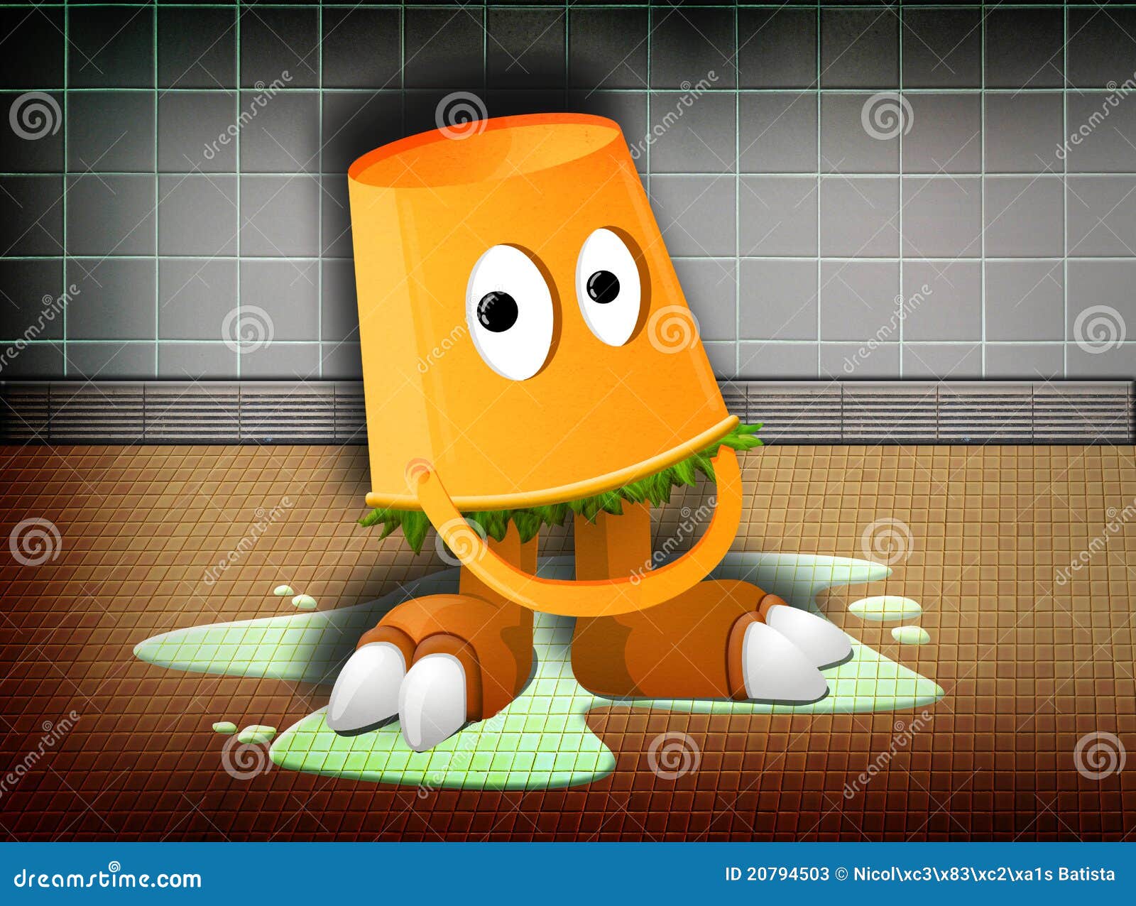 Green Monster Hiding stock illustration. Illustration of character ...
