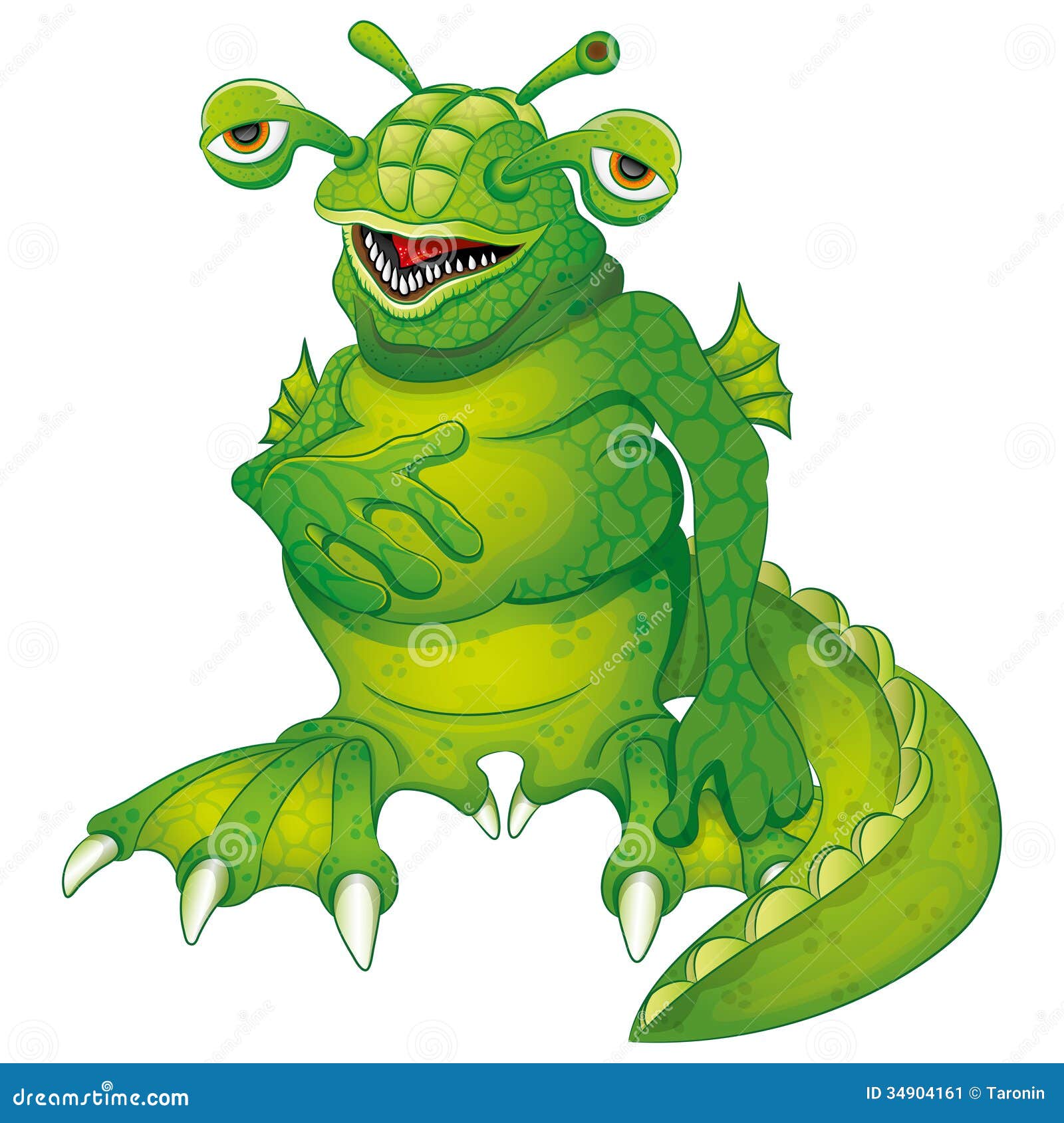 Green Monster Isolated on White. Stock Vector - Illustration of ...