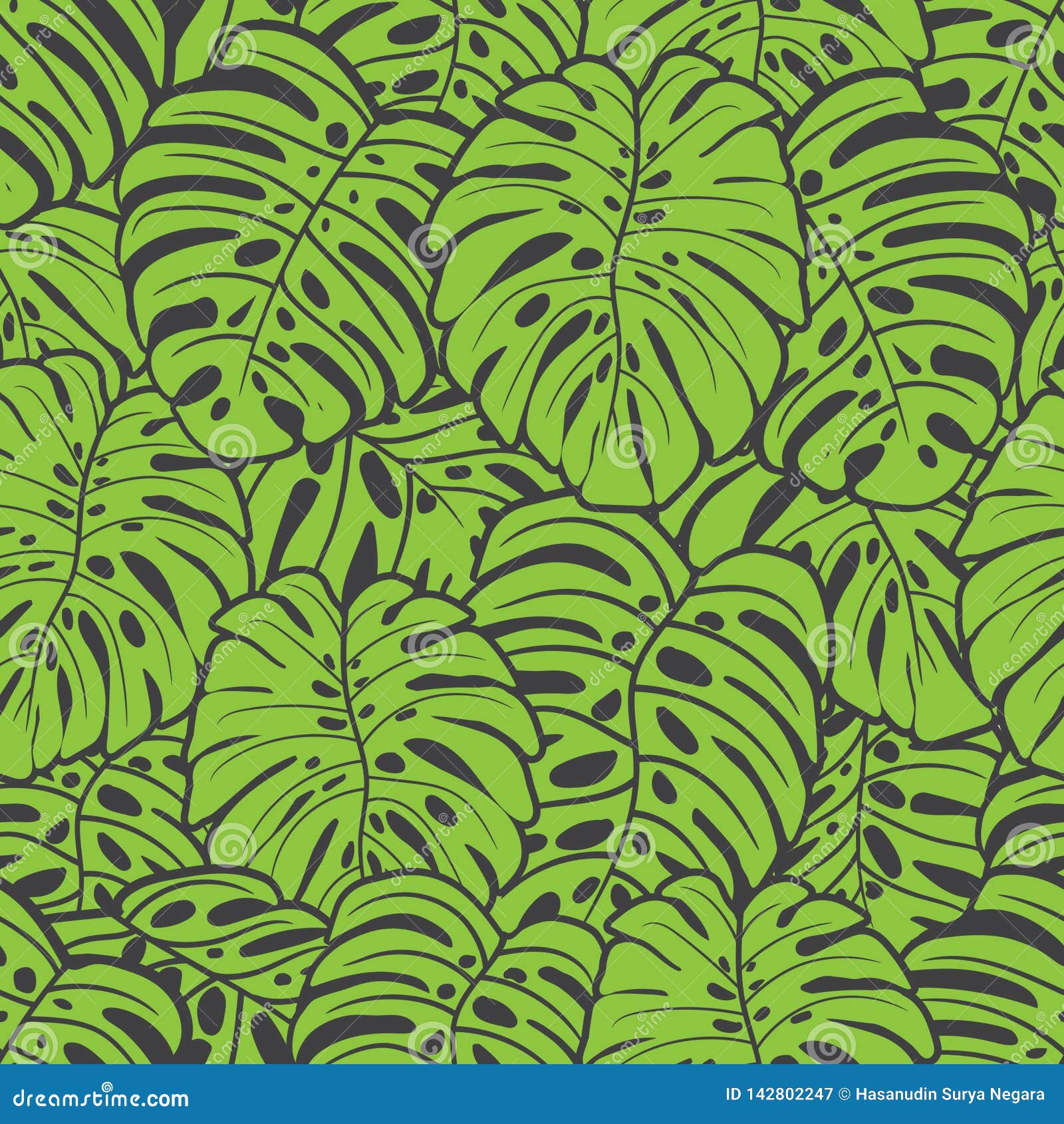 Seamless Green Monstera Deliciousa Leaf Stock Illustration ...