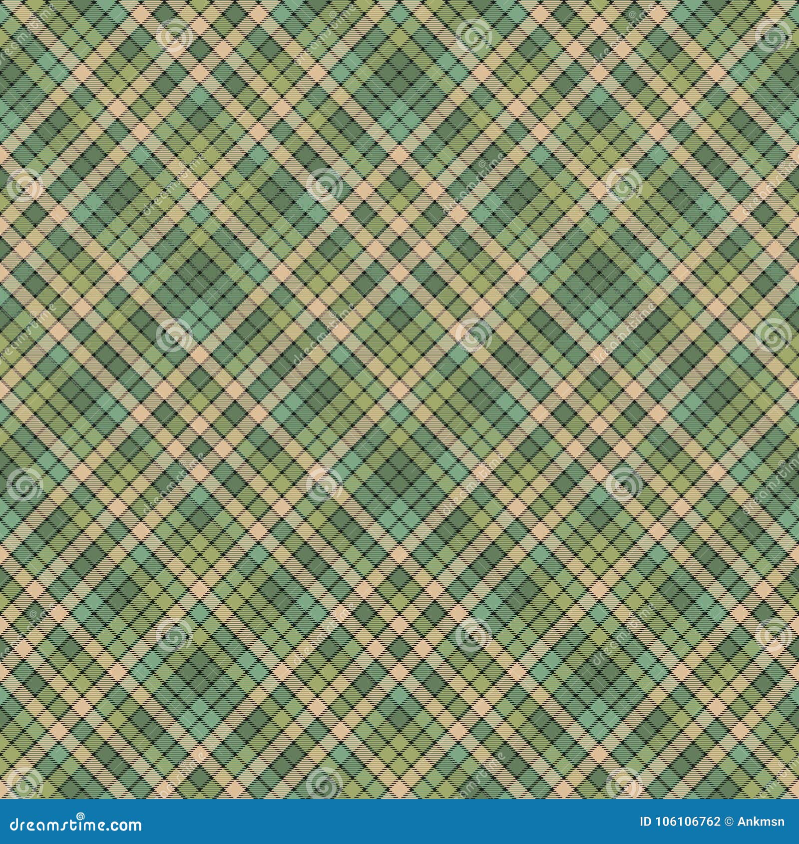 Green Mosaic Fabric Texture Plaid Seamless Pattern Stock Vector ...