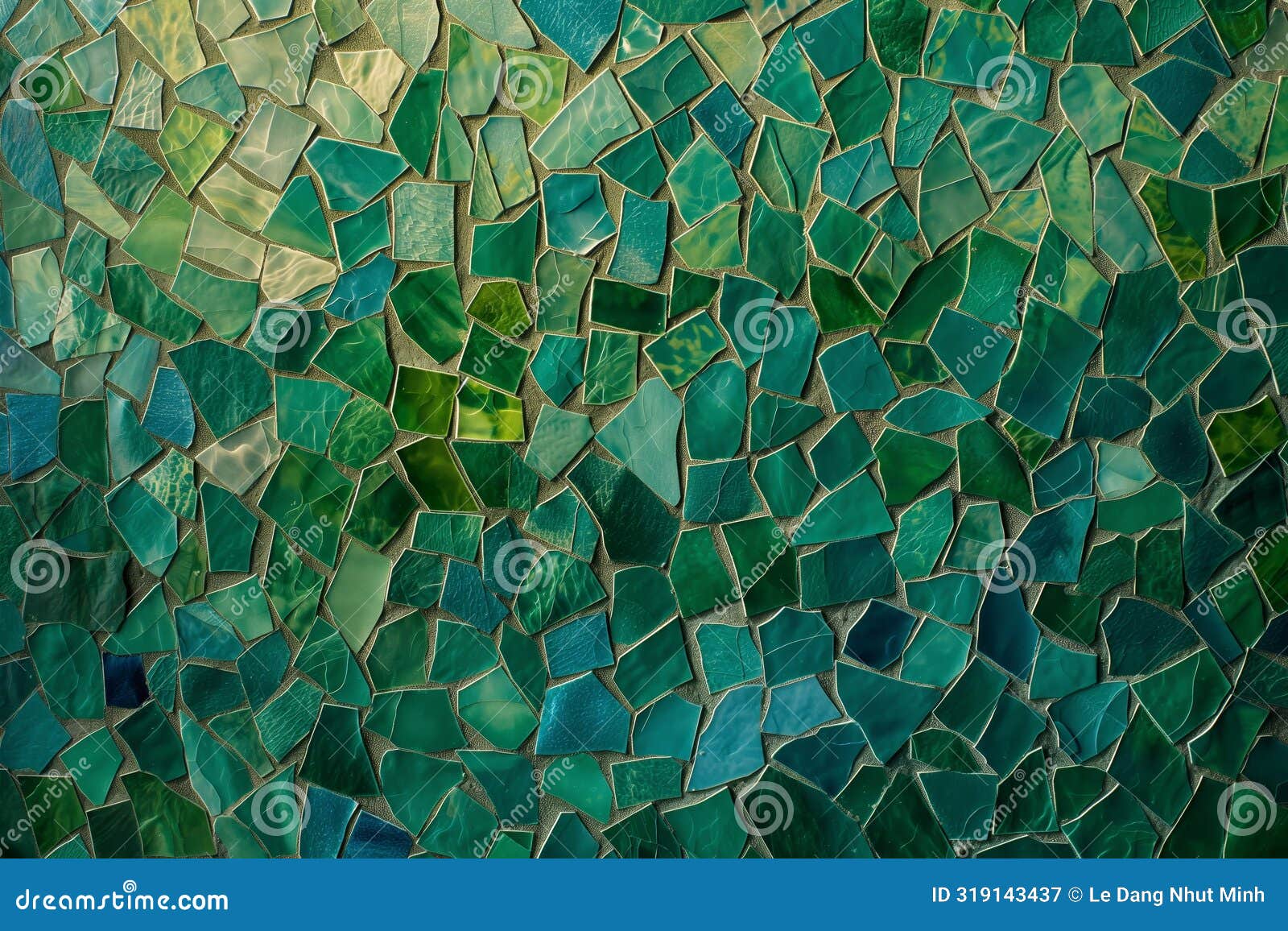 A Green Mosaic Tile Pattern with a Blue Background Stock Image - Image ...