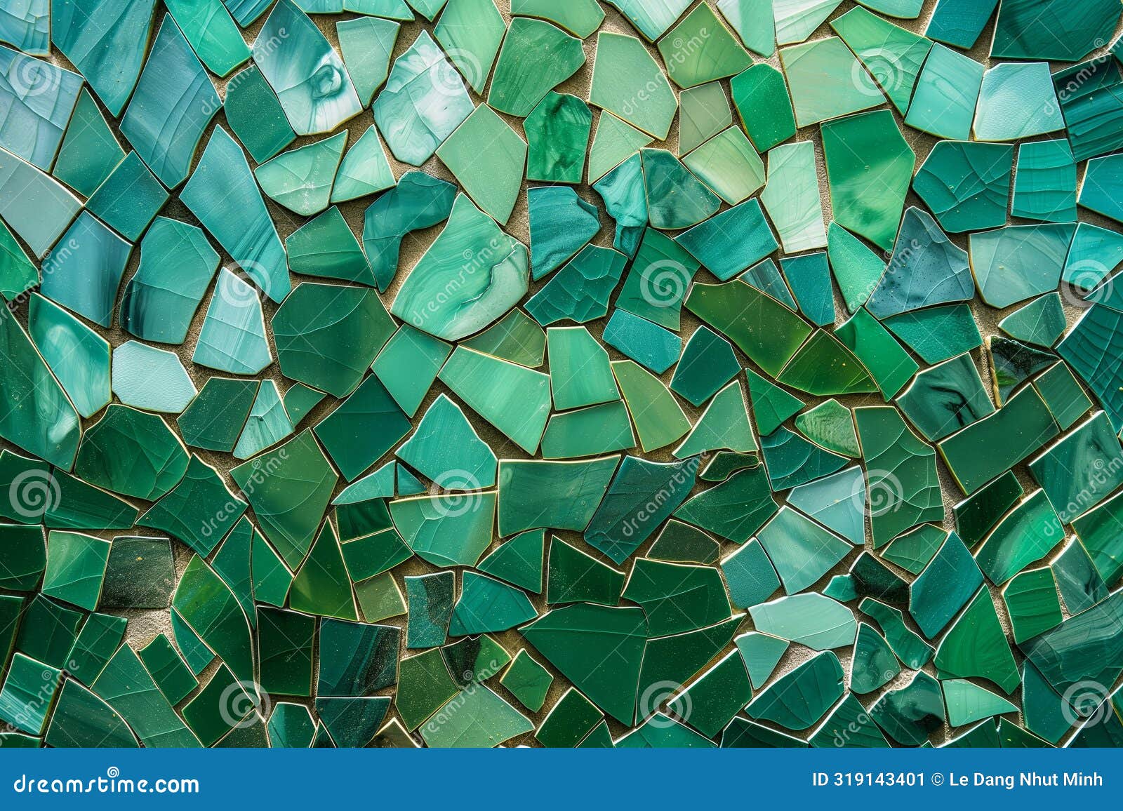 A Green Mosaic Tile Pattern with a Gold Border Stock Image - Image of ...
